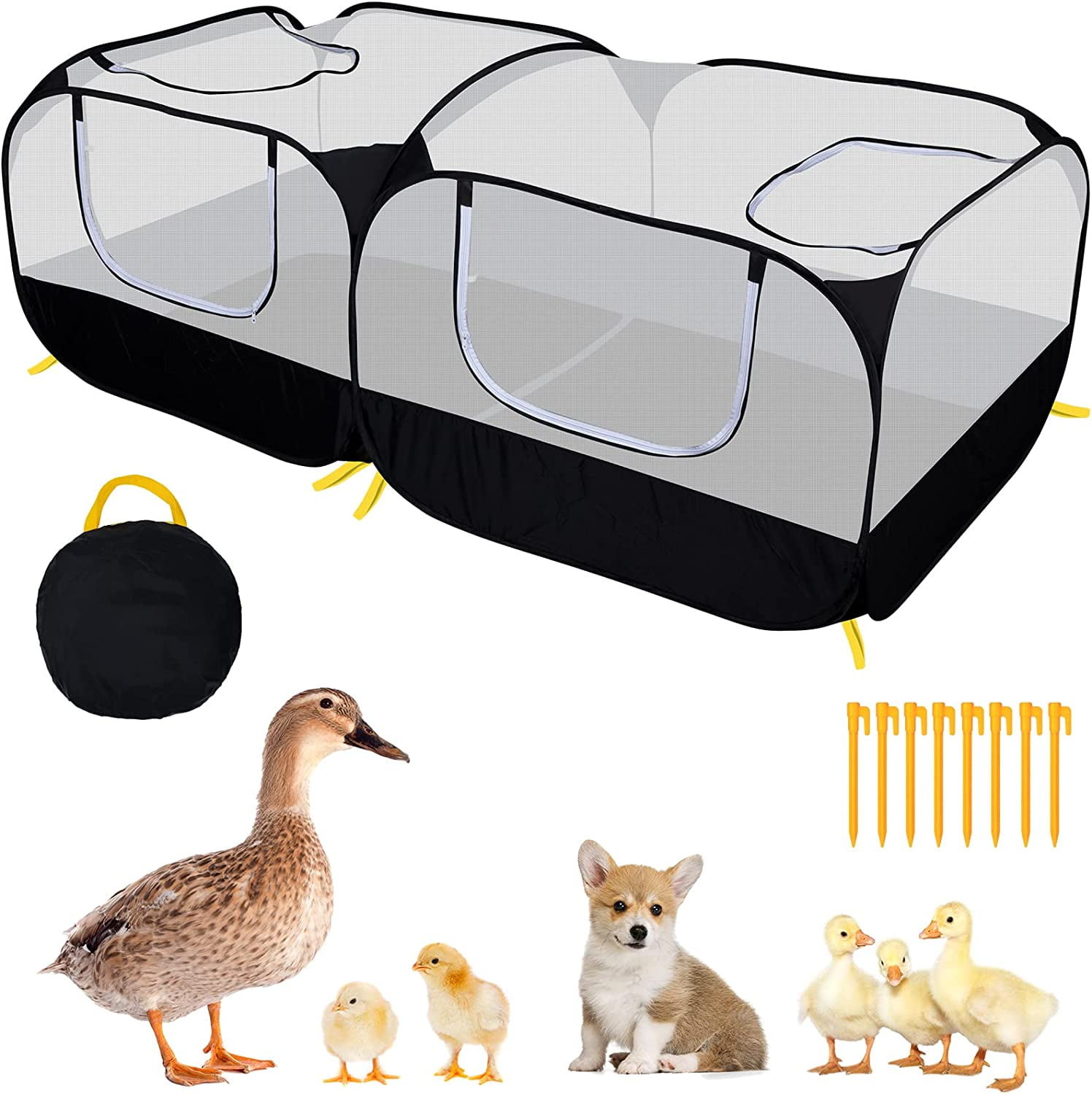 Small Animal Playpen, Portable Chicken Run Coop with Detachable Bottom ...