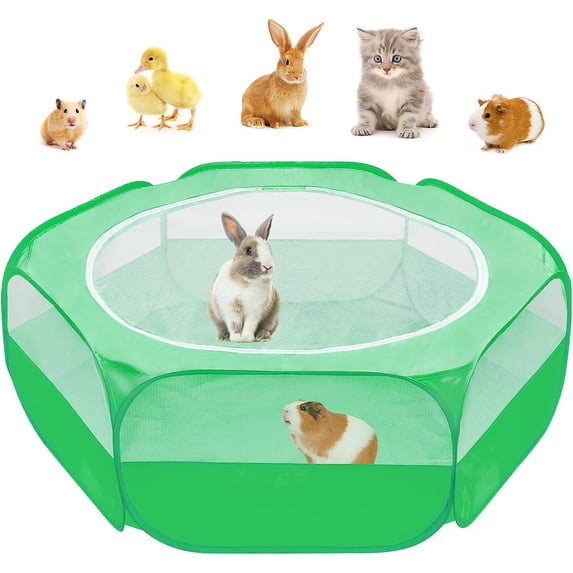 Small Animal Playpen with Mesh Cover, 47'' x 23.6'' x 15'' Pop-Up Cage ...