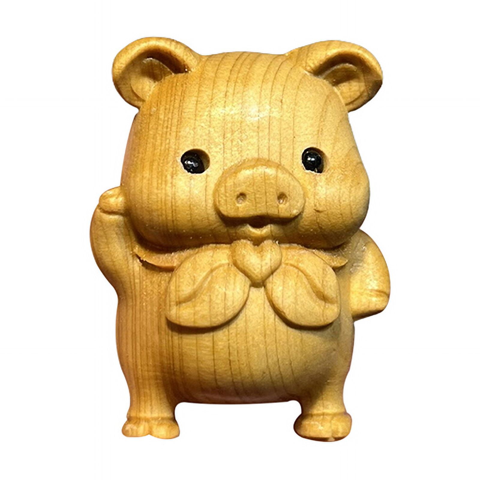 Small Animal Statues Wooden Hand Carved Arborvitae Wood Cute Mini ...