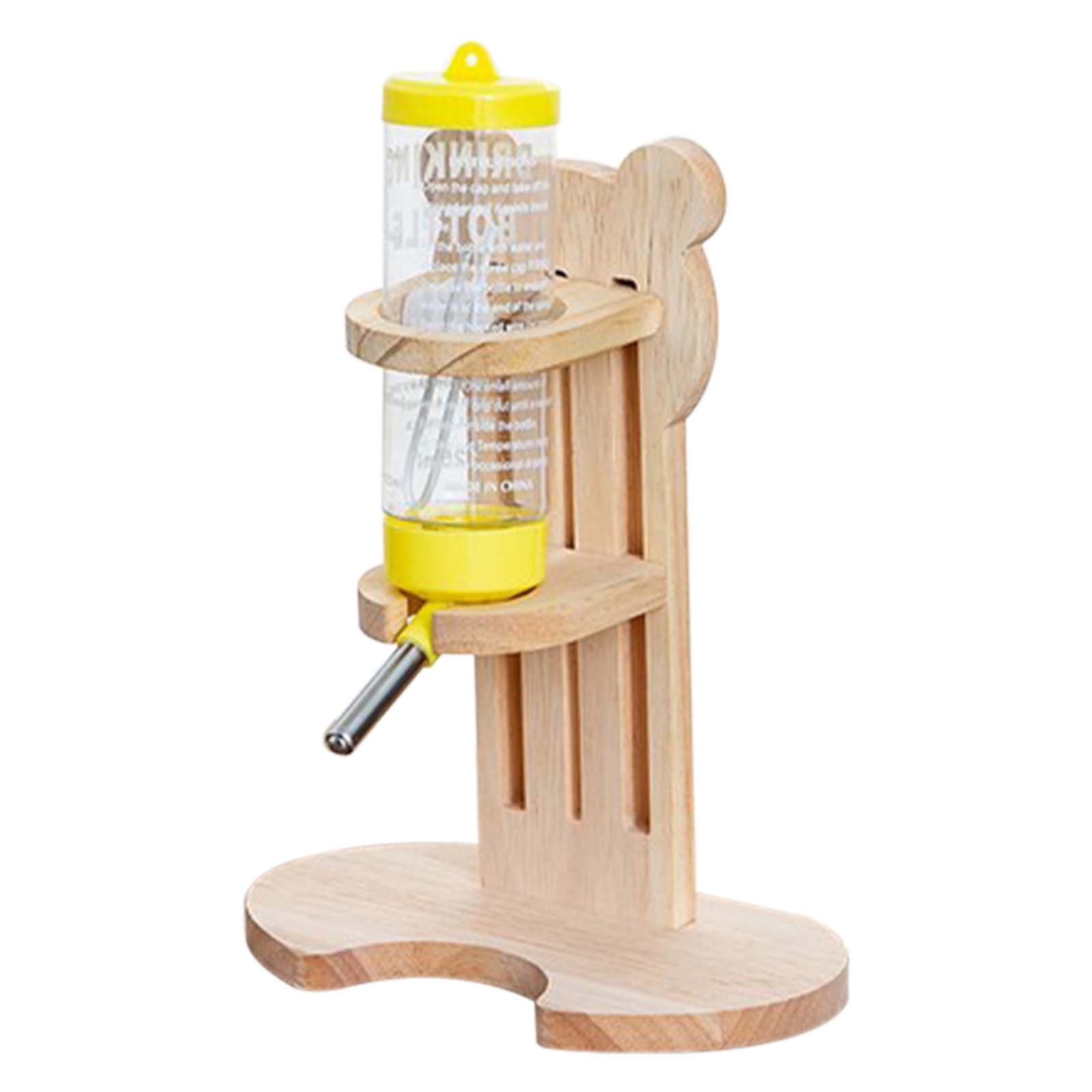Small Animal Water Bottle Base with Adjustable Stand, Wooden Food ...