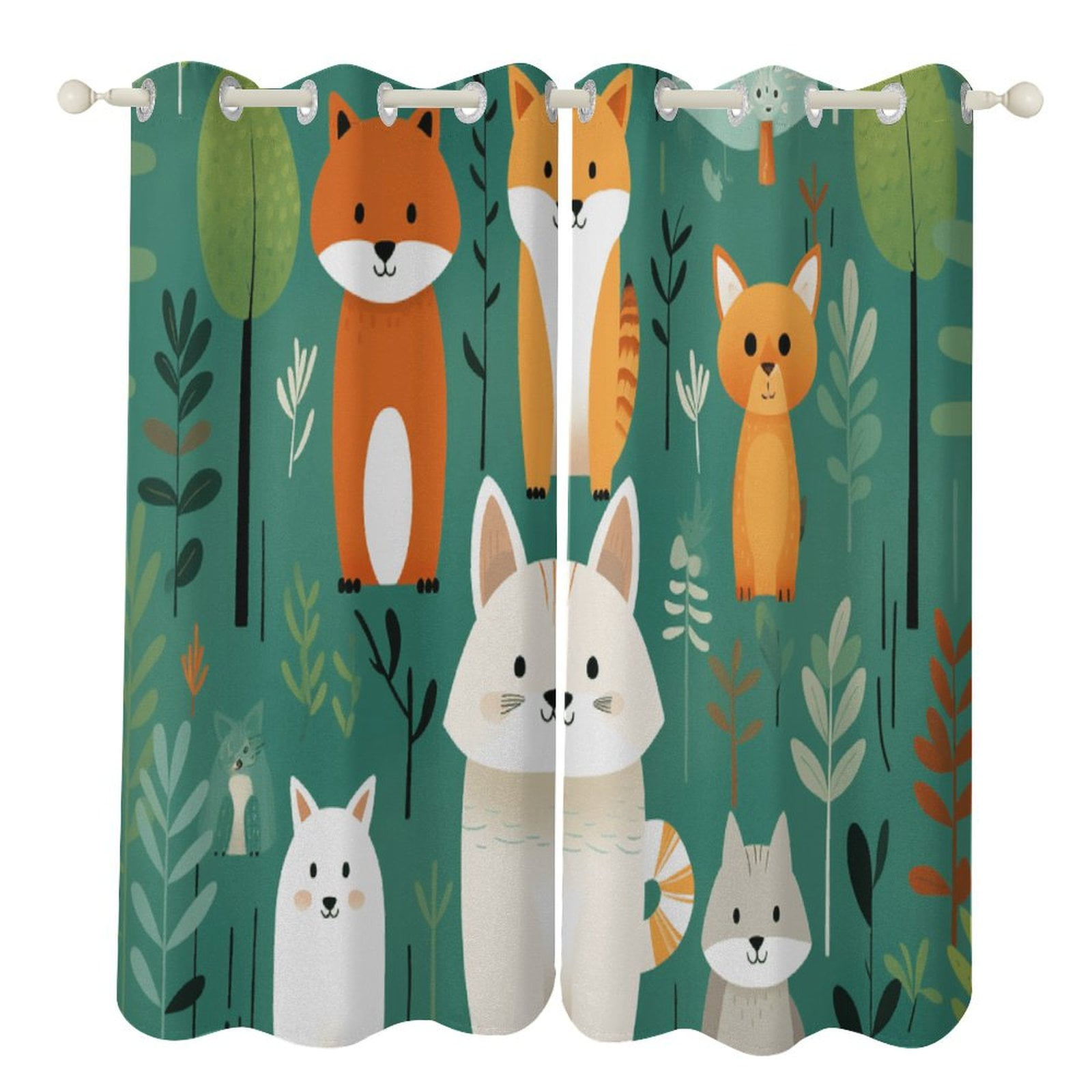Small Animals Modern Window for Living Room Curtains for Child Bedroom ...