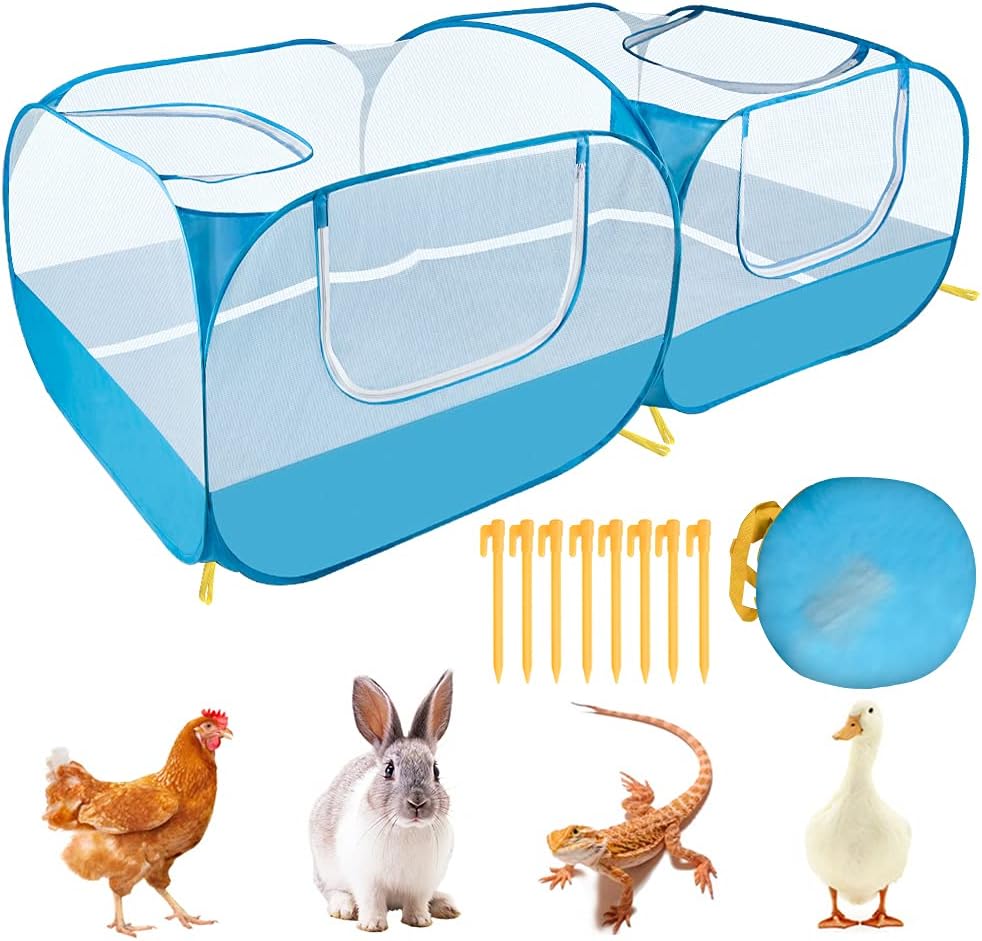 Small Animals Playpen, Portable Large Chicken Run Coop with Detachable ...