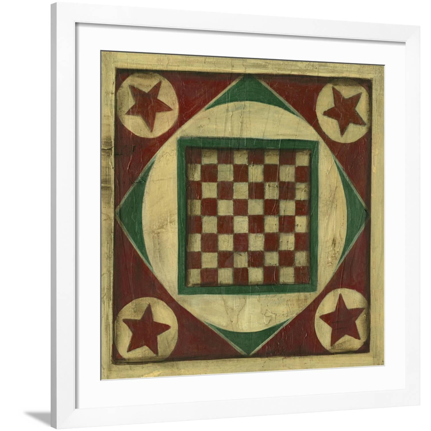Art.com Small Antique Checkers Art Print by Ethan Harper, White Frame ...