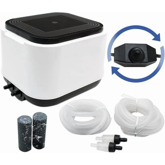 Small Aquarium Air Pump Quiet for Fish Tank 300 Gallon,2 Air Outlets ...