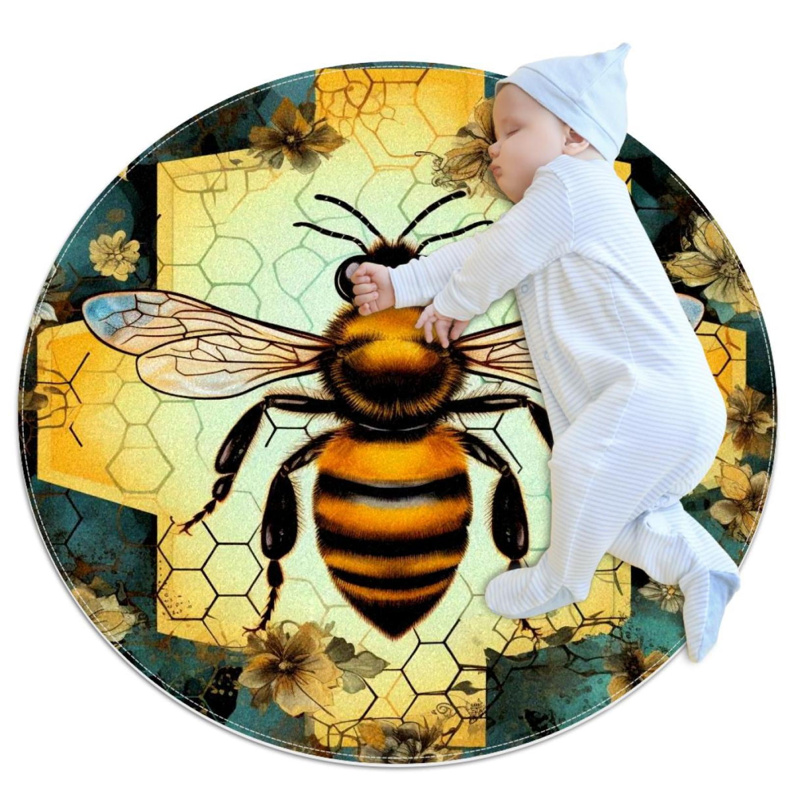 Small Area Rugs Bathroom Rugs Bumble Bees on Blossom Flower Non-Slip ...