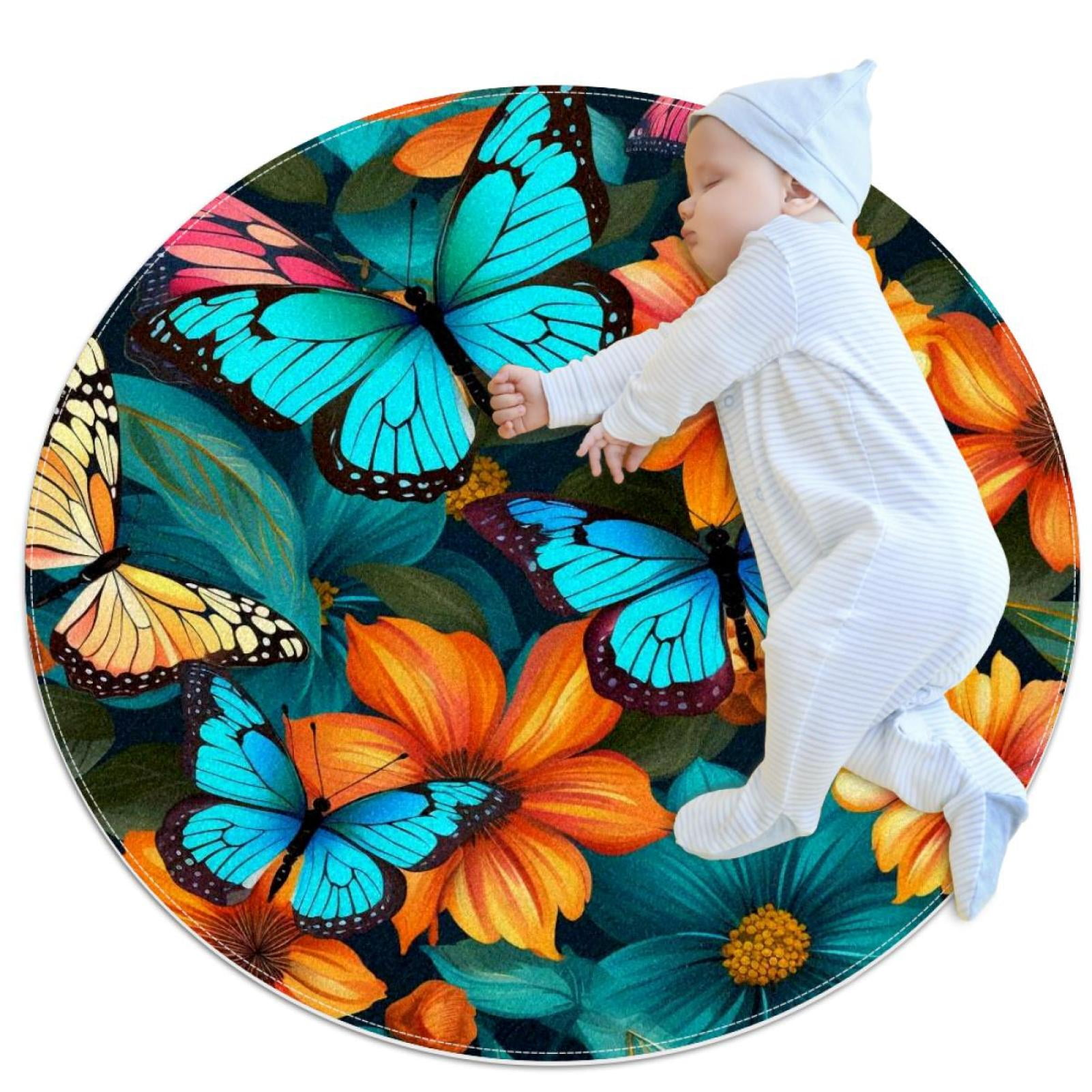 Small Area Rugs Bathroom Rugs Colorful Flying Butterfly Non-Slip Throw ...