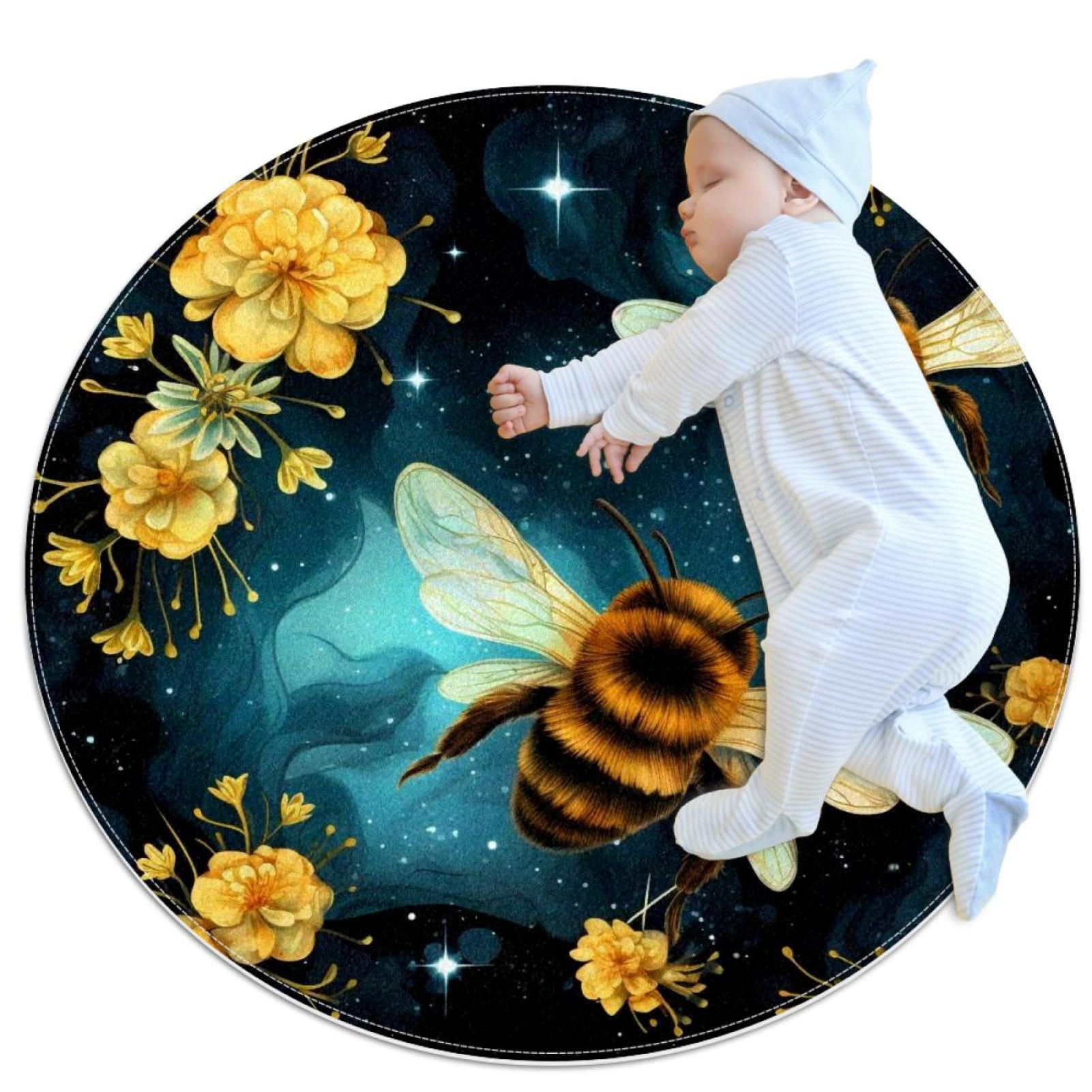 Small Area Rugs Bathroom Rugs Bumble Bee on Starry Non-Slip Throw Rug ...