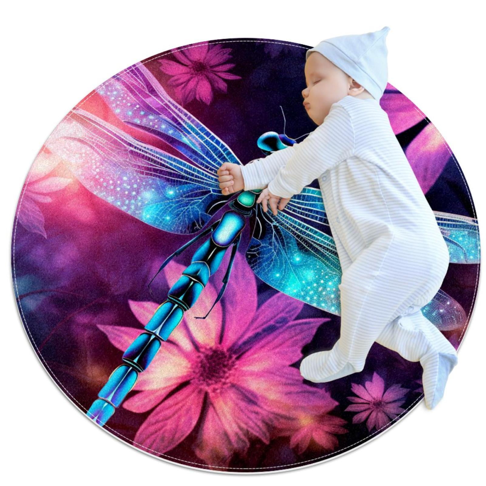 Small Area Rugs Bathroom Rugs Tropical Dragonfly Flower Leave Non-Slip ...