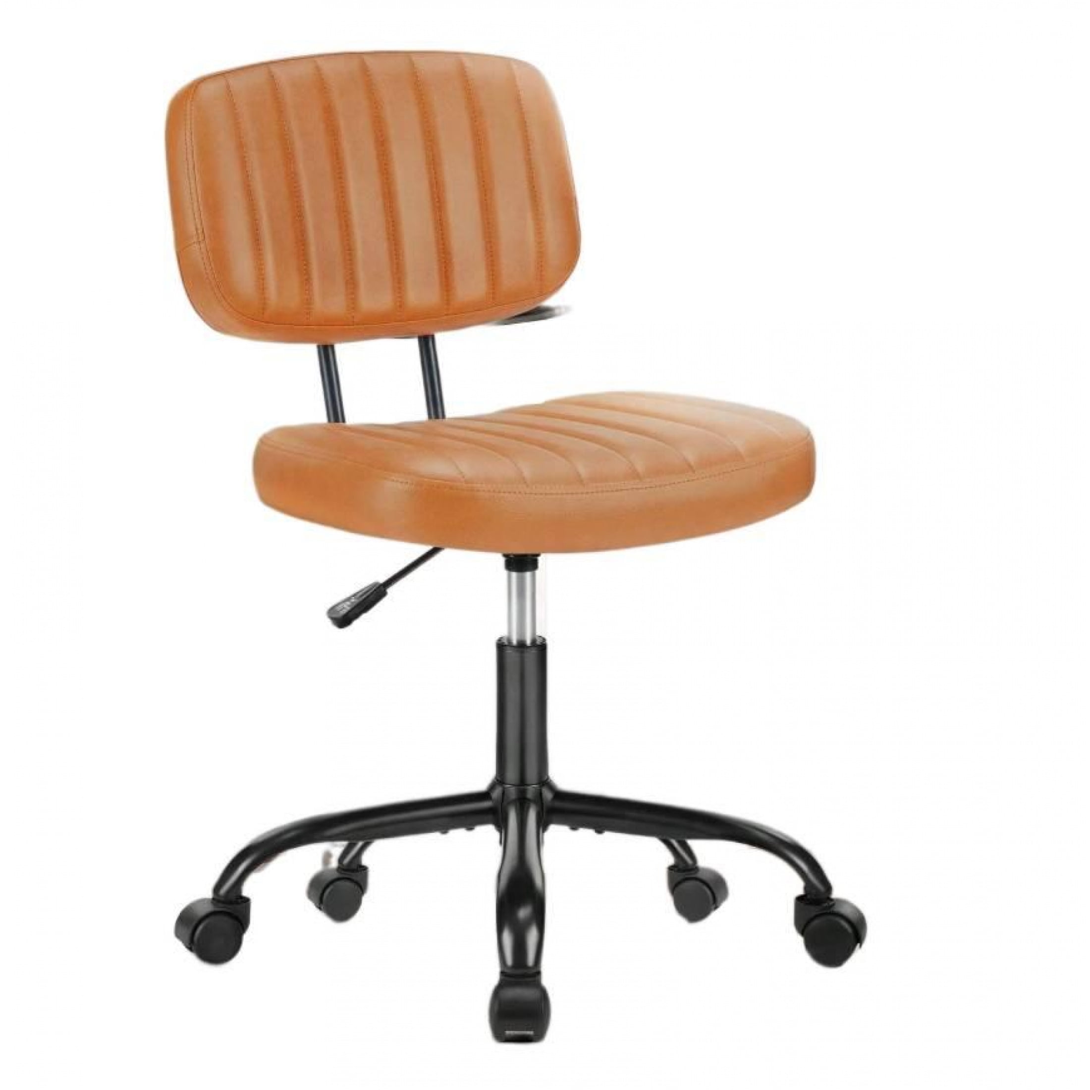 Small Armless Office Chair PU Leather Small Desk Chair Height ...