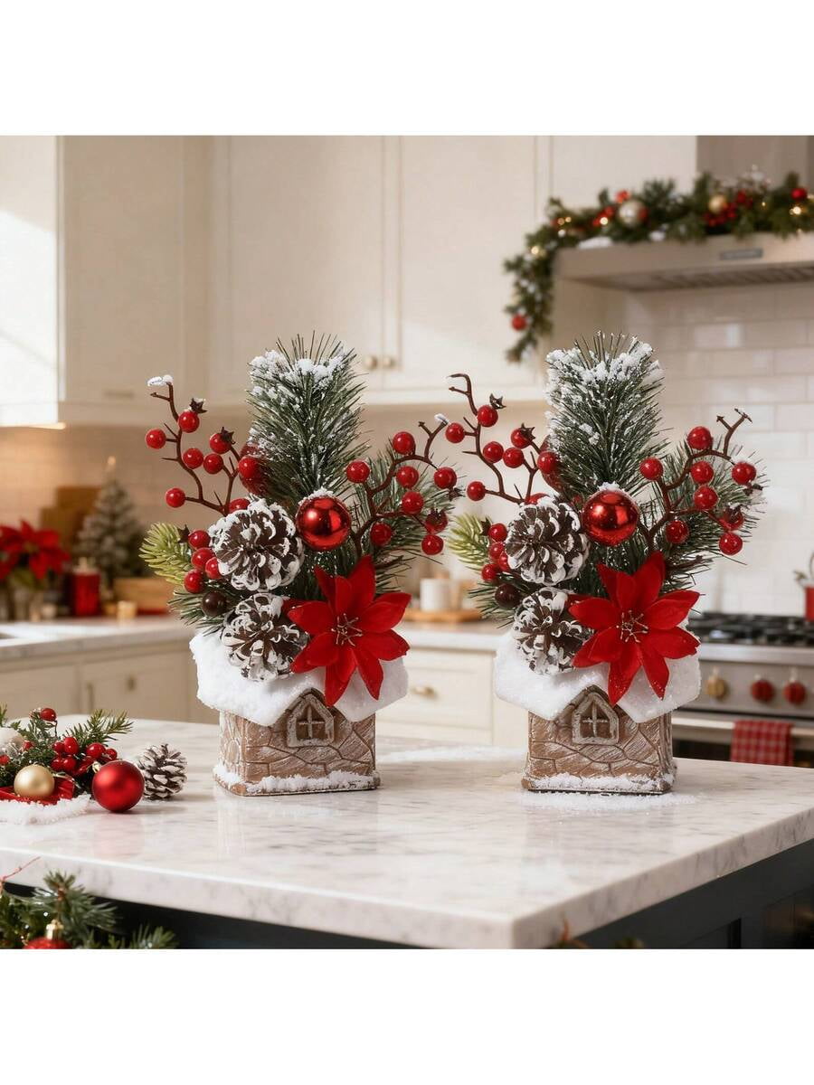 Small Artificial Christmas Tree Tabletop Decoration - Mini Tree With ...