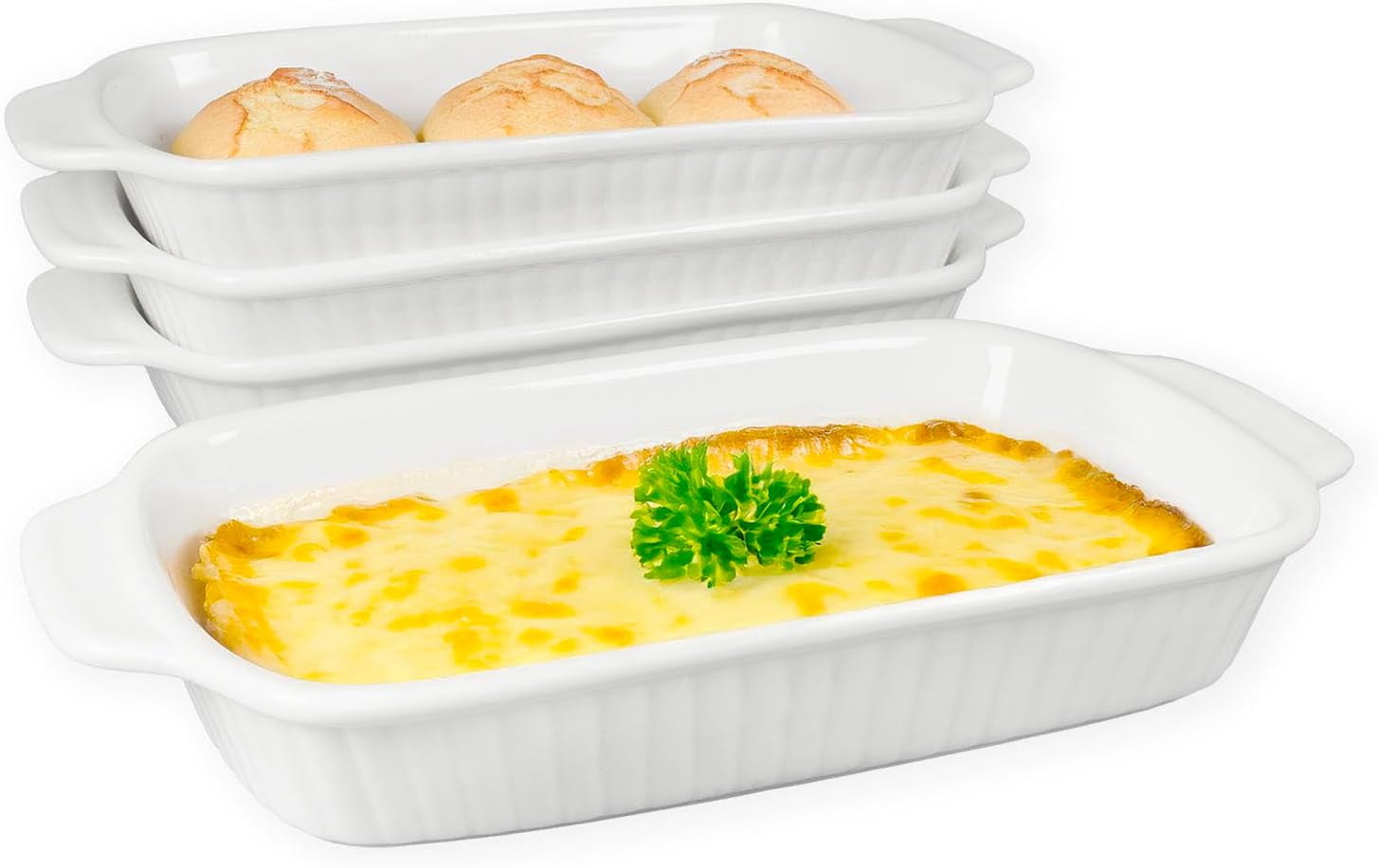 Small Au Gratin Baking Dish, Ceramic Casserole Dishes 9 x 6, Set of 4 ...