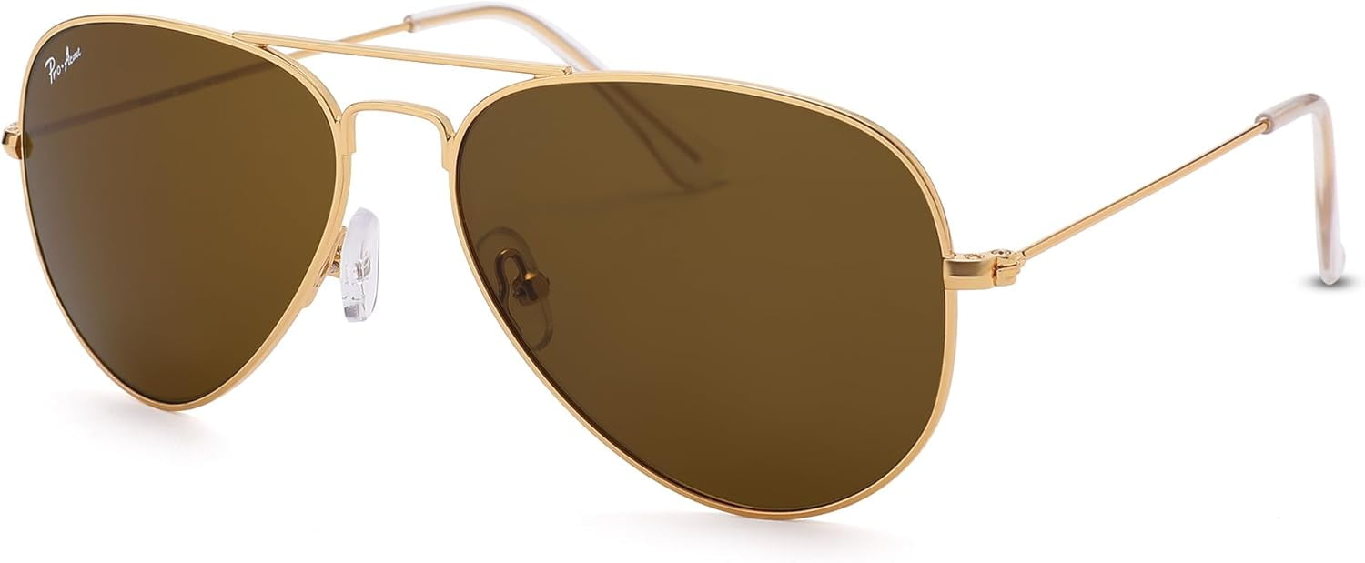 Small Aviator Sunglasses Glass Lens, Classic Metal Frame UV400 ...