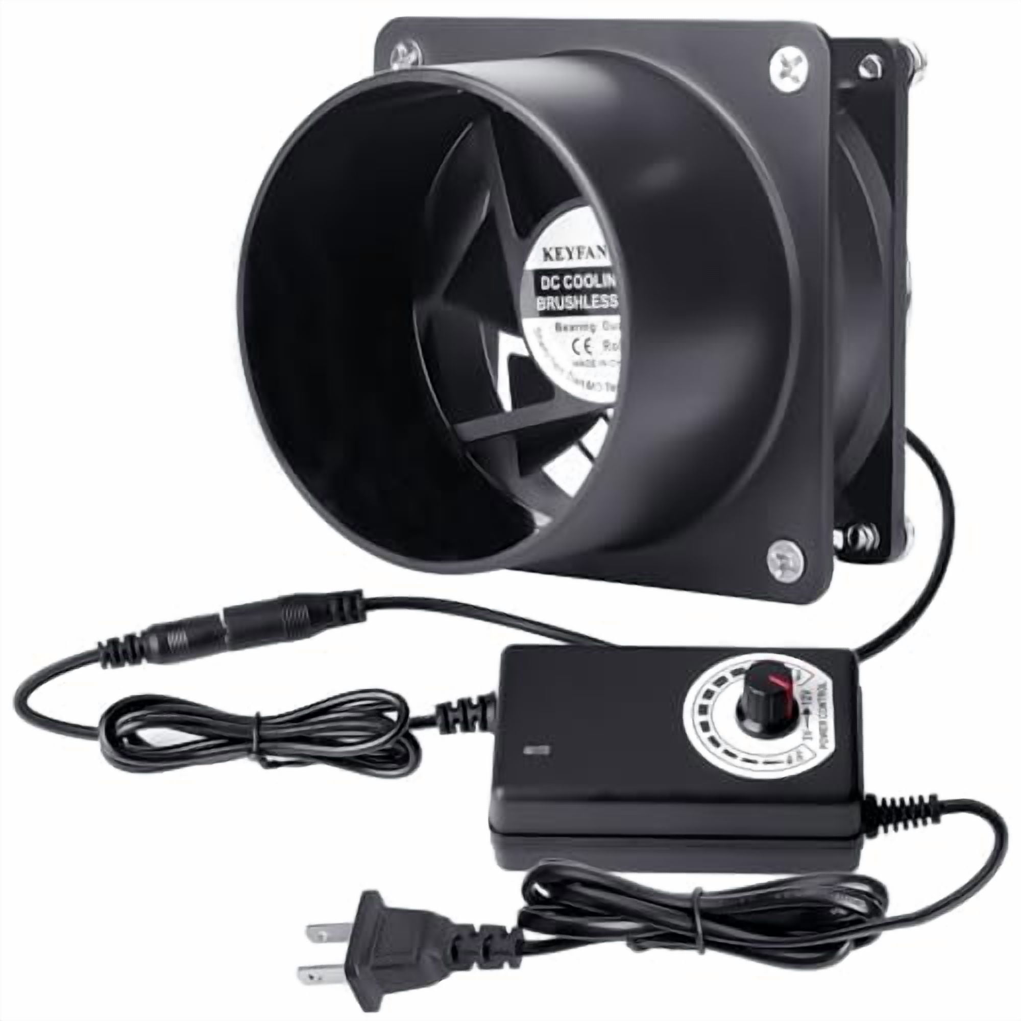 Small Axial Exhaust Fan, 80mm 12V DC Fan with AC Plug Dual Ball ...