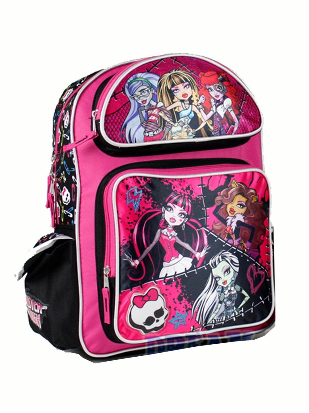 "Mini Goth Small Backpack - Pink and Black Skulls School Bag, Size: ~12 ...