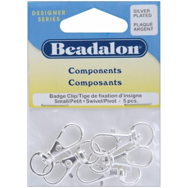 Beadalon Small Badge Clips W/Swivel 5/Pkg-Silver-Plated - Walmart.com