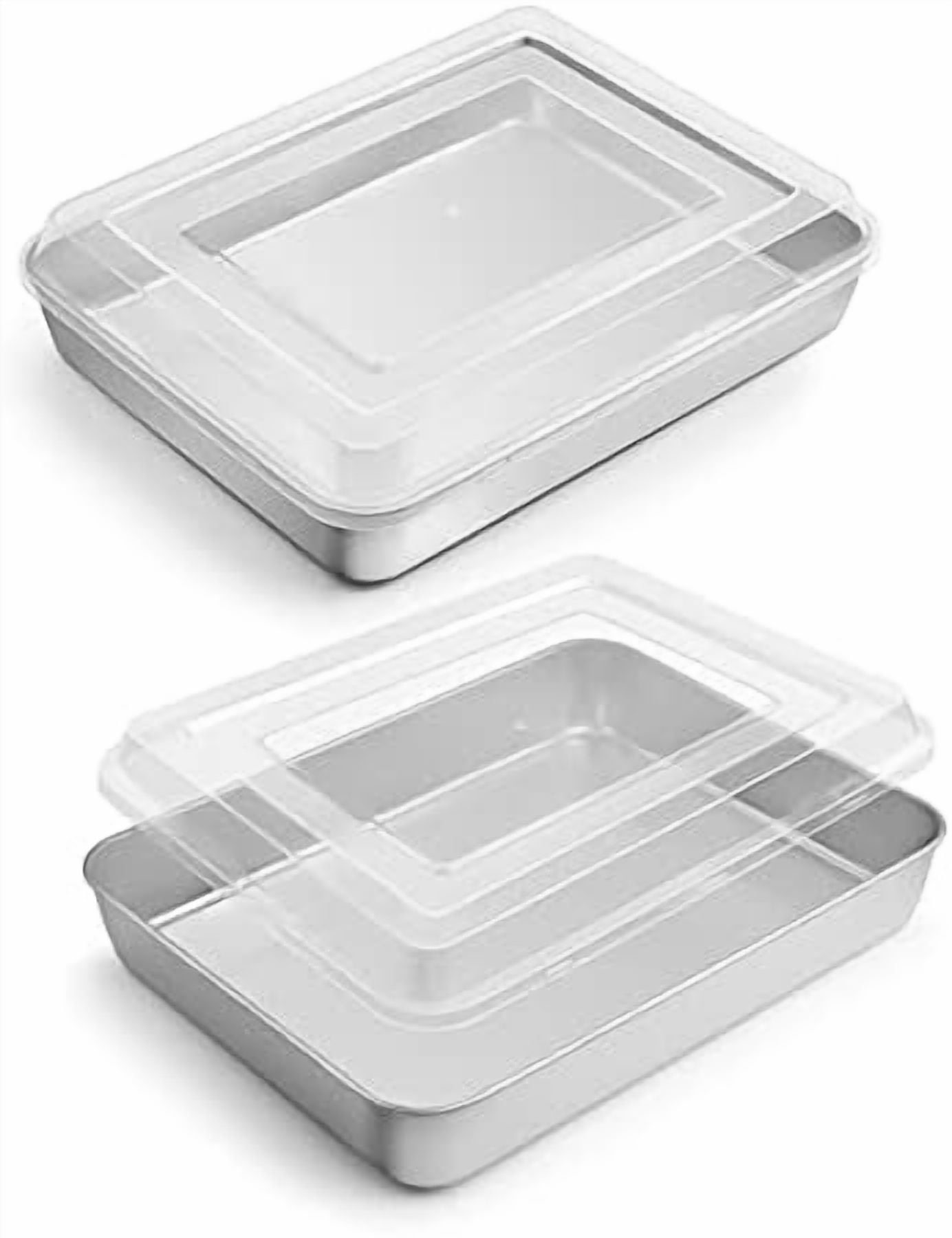 Small Baking Pan with Lid, 9.4”x 7” x 2” Stainless Steel Rectangle ...