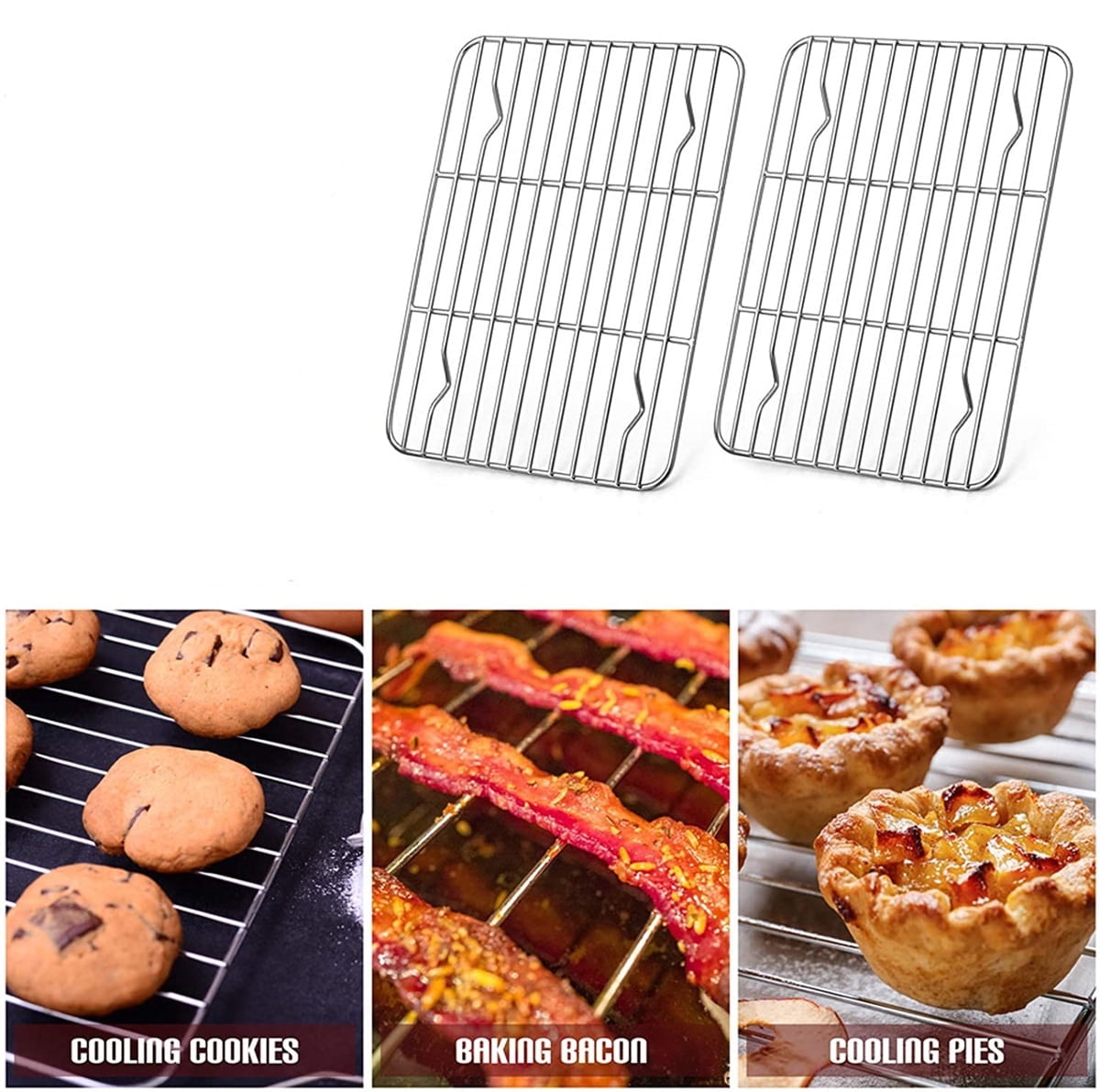 Small Baking Rack Set of 2, Casewin Stainless Steel Metal Roasting ...