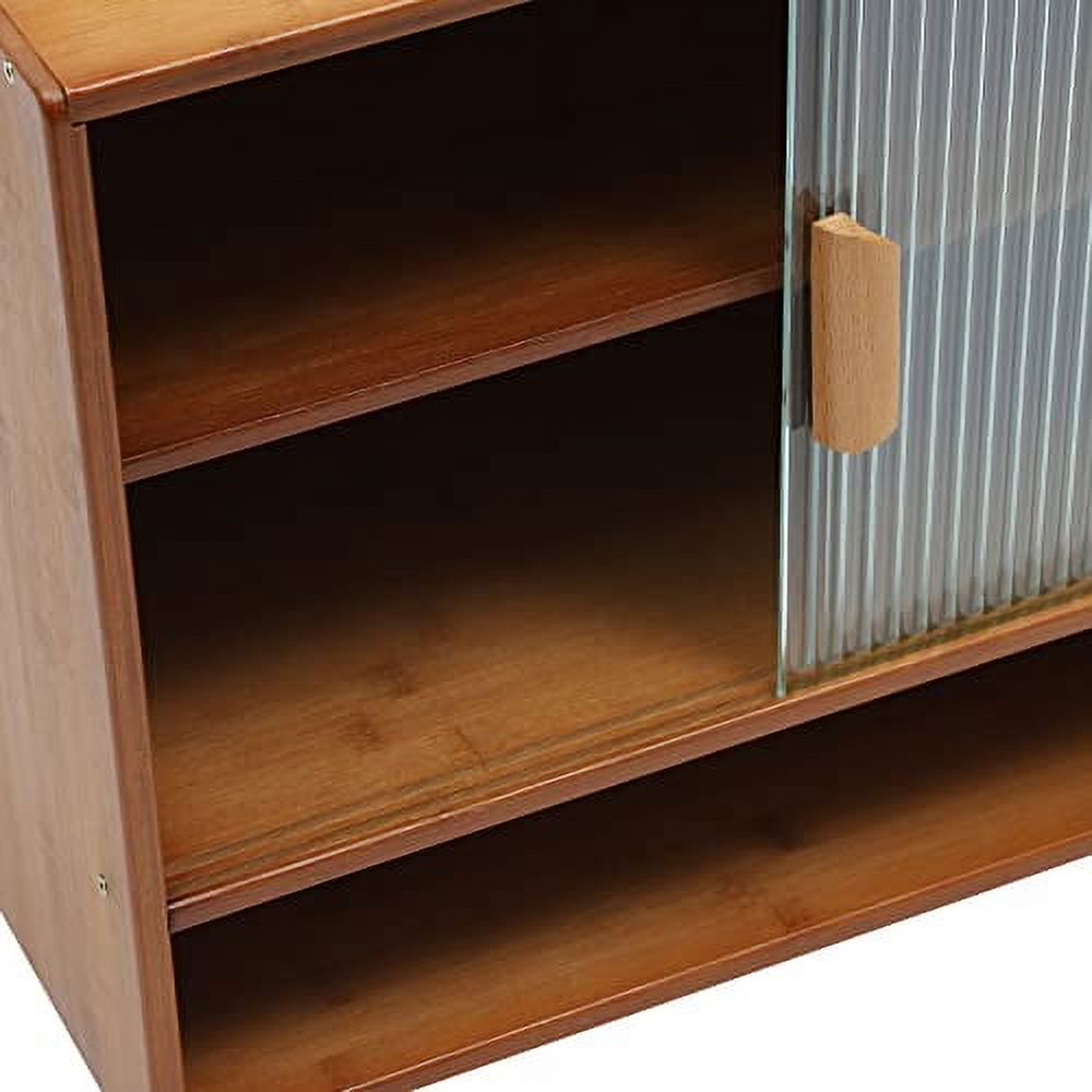 Small Bamboo Kitchen Pantry Sideboard Freestanding Countertop Storage ...