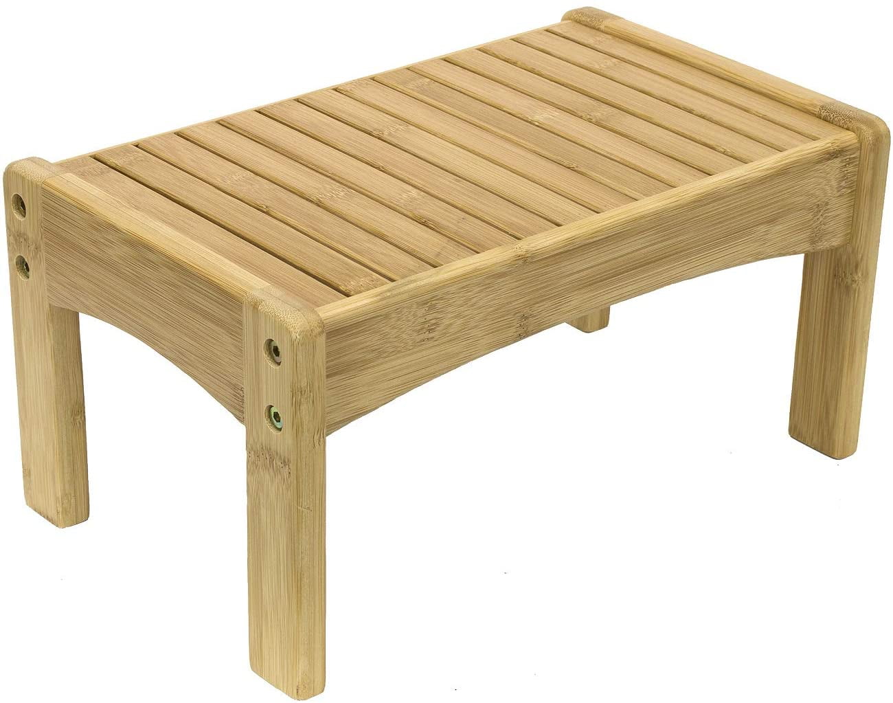 Small Bamboo Step Stool - Wooden Foot Rest Stool & Potty Training Stool ...
