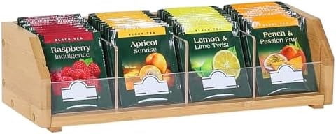 Small Bamboo Tea Bag Organizer Storage Holder for Tea Bags Wood Tea Box ...