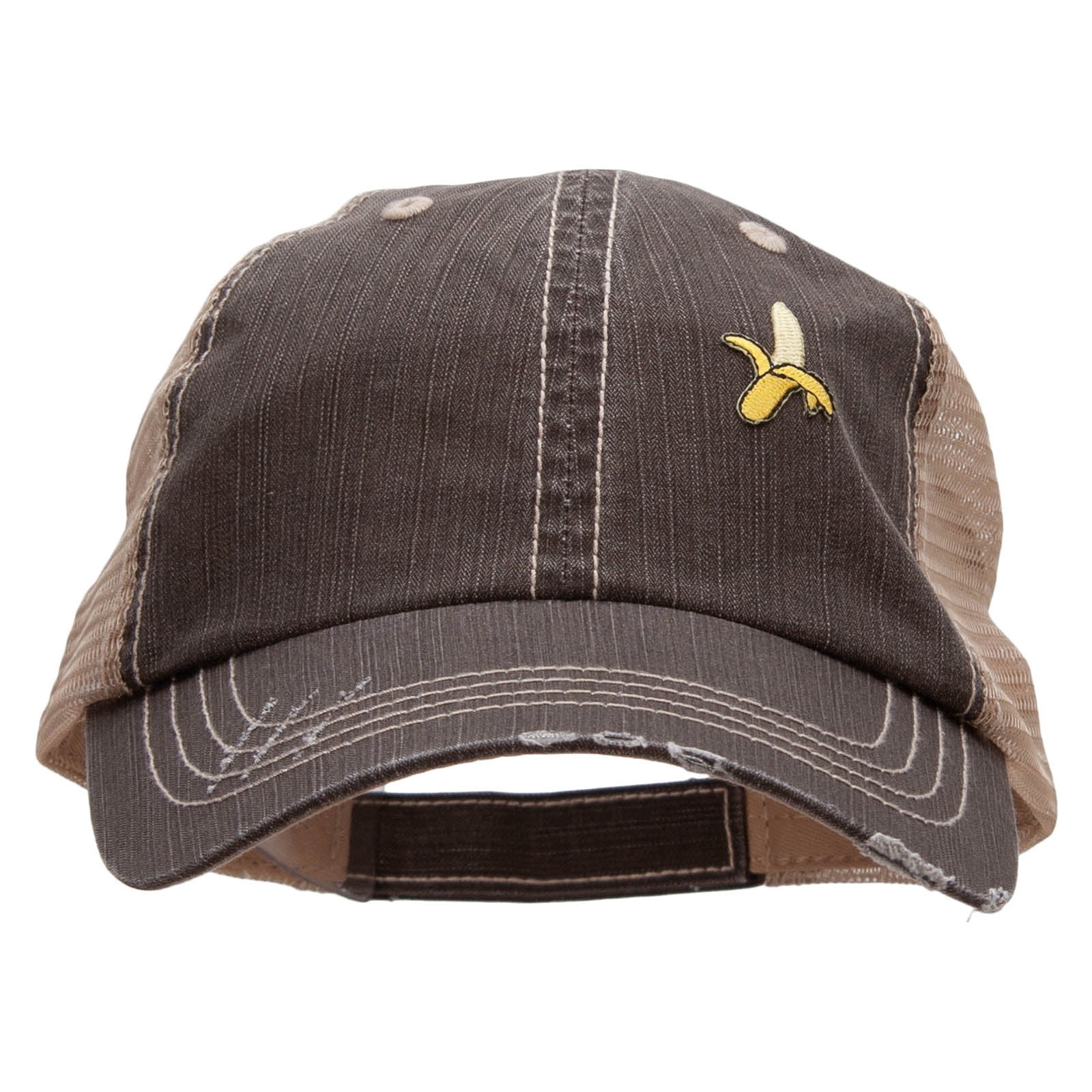 Small Banana Fruit Patched Low Profile Special Cotton Mesh Cap - Brown ...