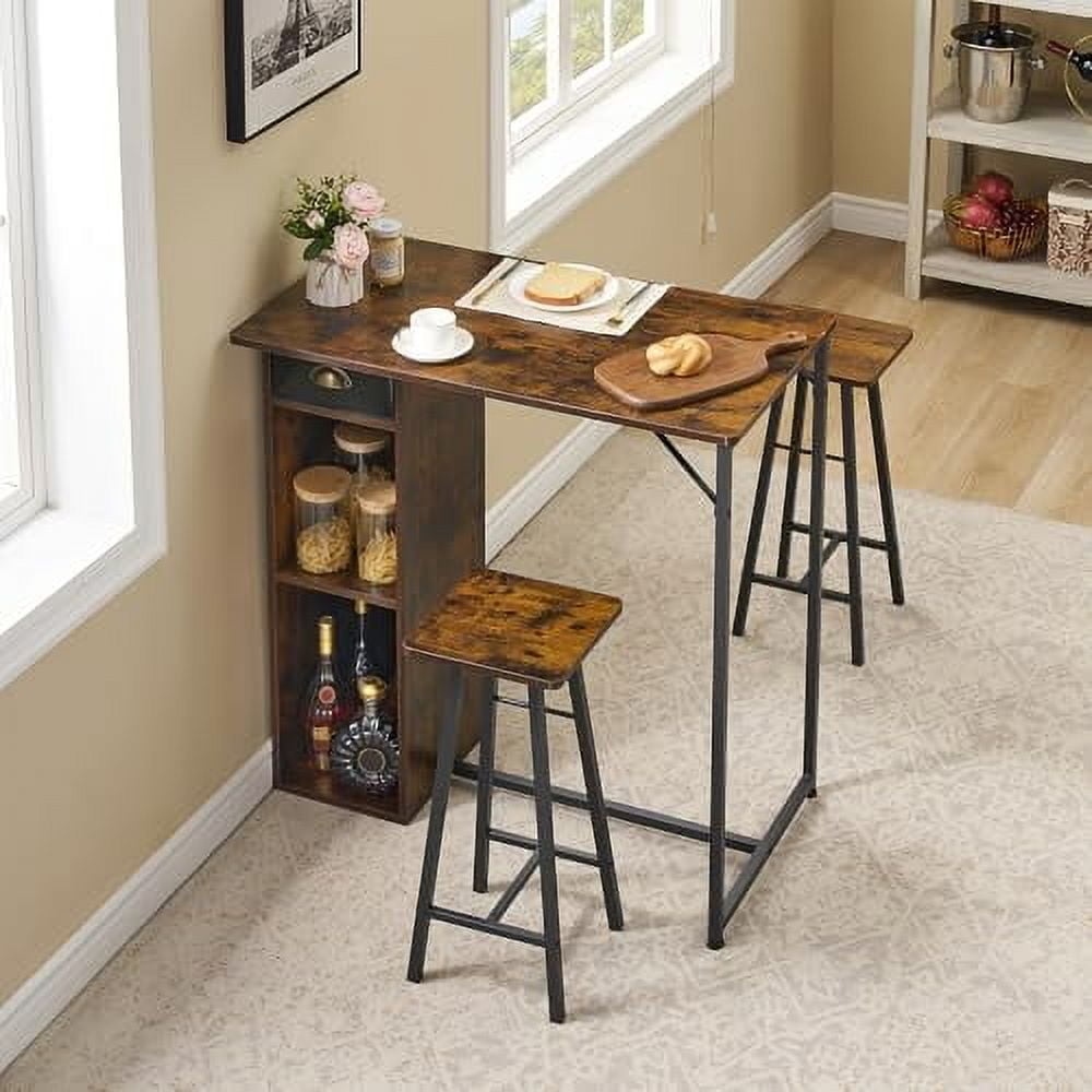Small Bar Table and Chairs Set for 2, 3-Piece Bar Table Set with ...