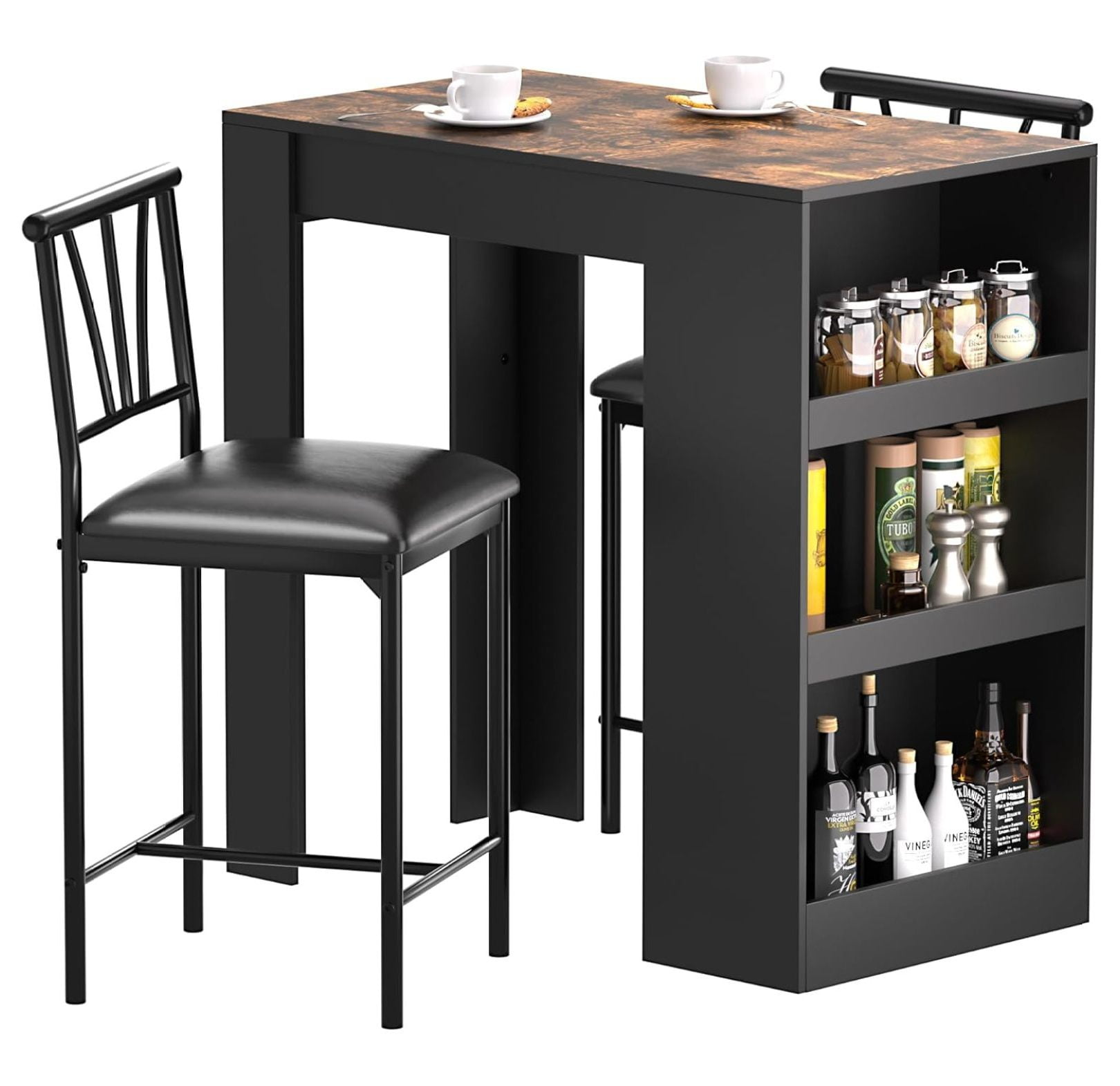 Small Bar Table and Chairs Tall Kitchen Breakfast Nook with Stools ...