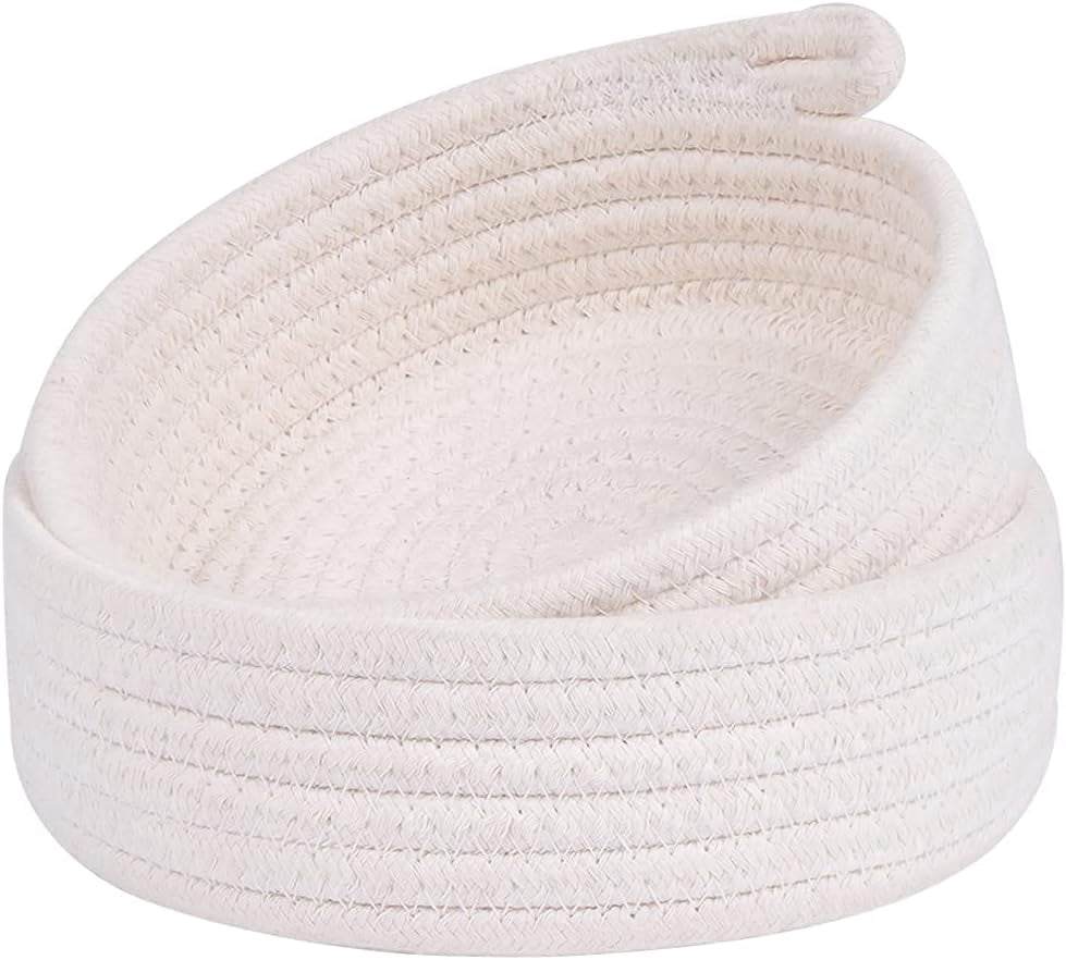 Small Basket Set of 2 Mini Woven Baskets Round Cotton Rope Basket ...