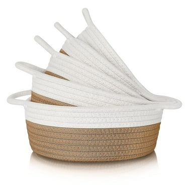 3 Pack Woven Baskets for Storage, Small Round Cotton Rope Organizing ...