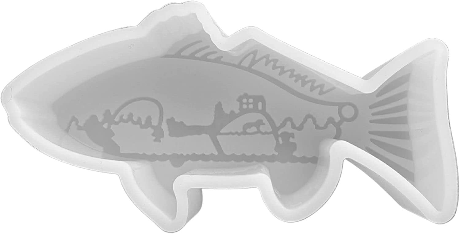 Small Bass Shaped Freshie Silicone Mold Size 4.5" Wide x 2.25" Long x 1 ...