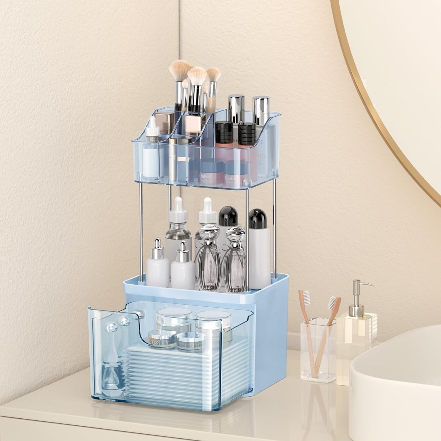 Small Bathroom Counter Organizer - 3 Tier Makeup Organizer Countertop ...