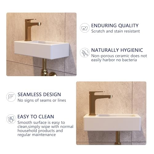 Small Bathroom Sink DeerValley, 15"x7" Mini Rectangle Wall Mount Vessel ...