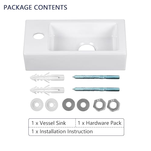Small Bathroom Sink DeerValley, 15"x7" Mini Rectangle Wall Mount Vessel ...