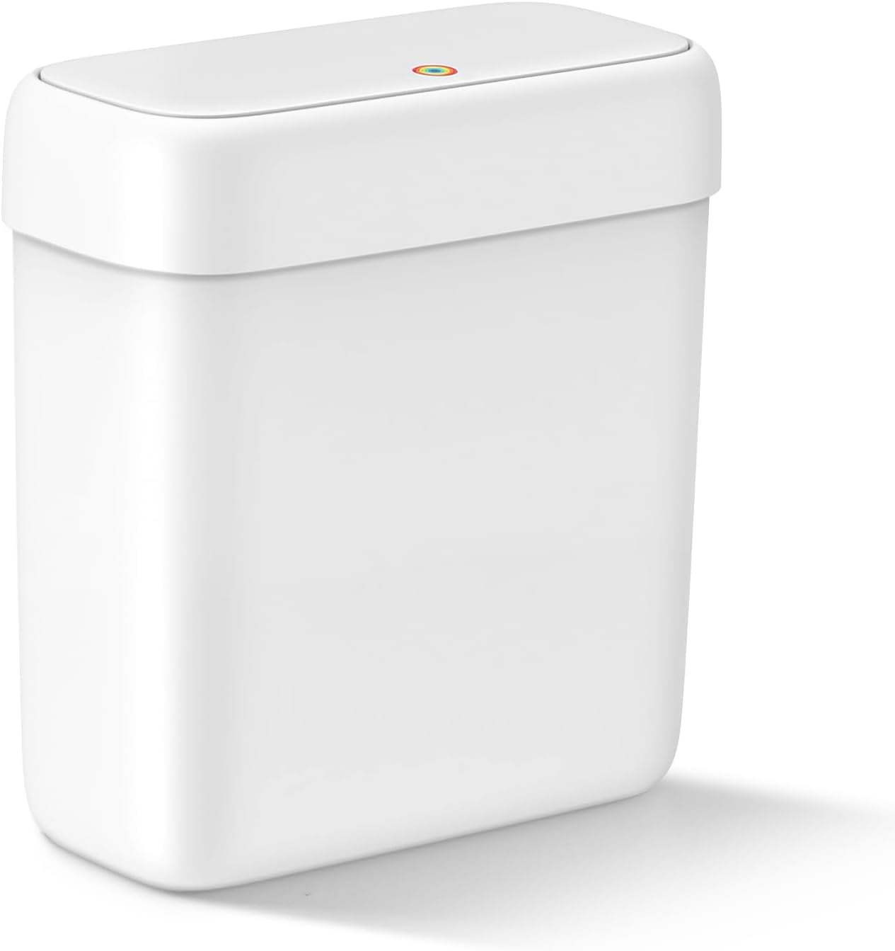 Small Bathroom Trash Can with Lid, 10 L Slim Plastic Garbage Bin with ...