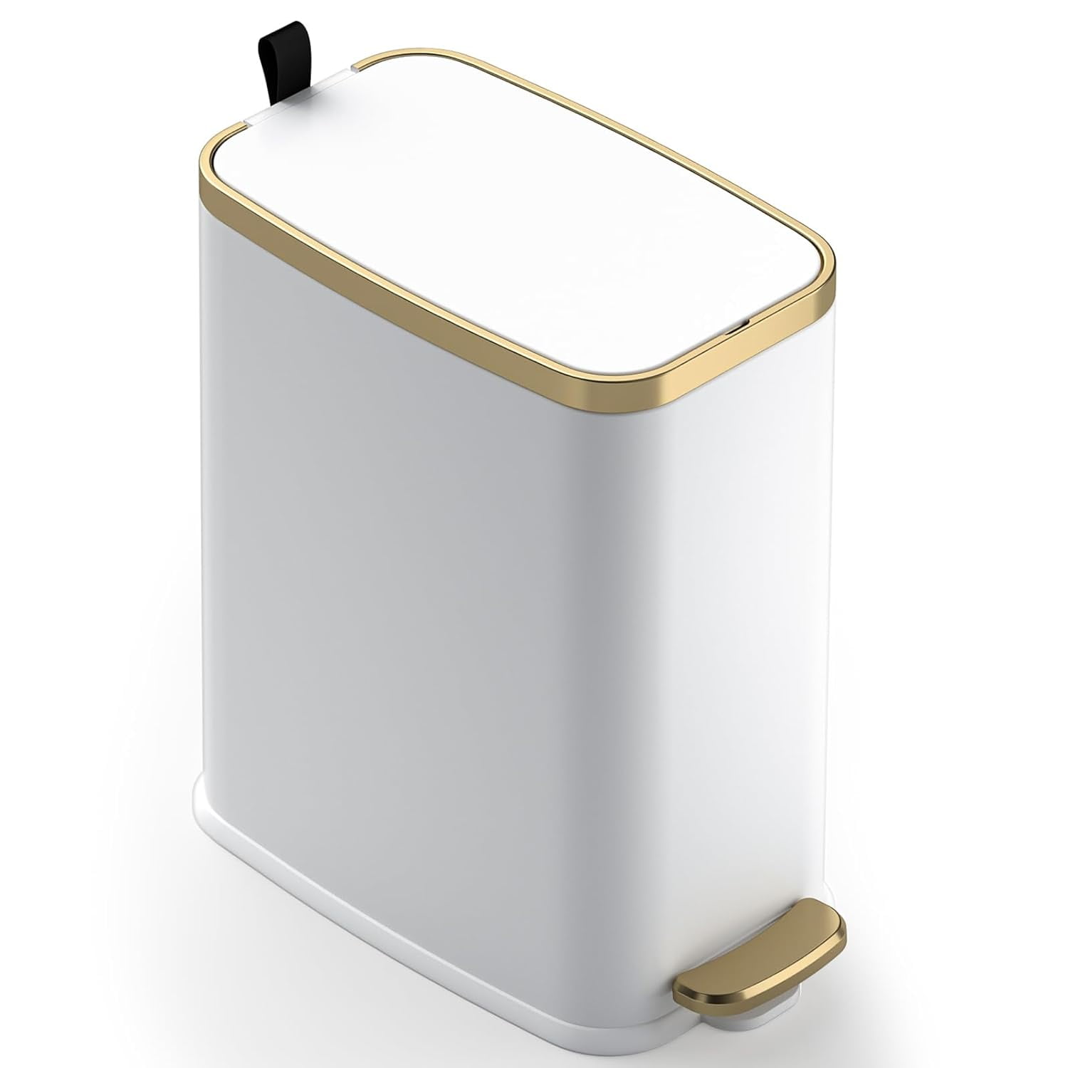 Small Bathroom Trash Can with Lid Soft Close-5L/1.3 Gal Slim Garbage ...