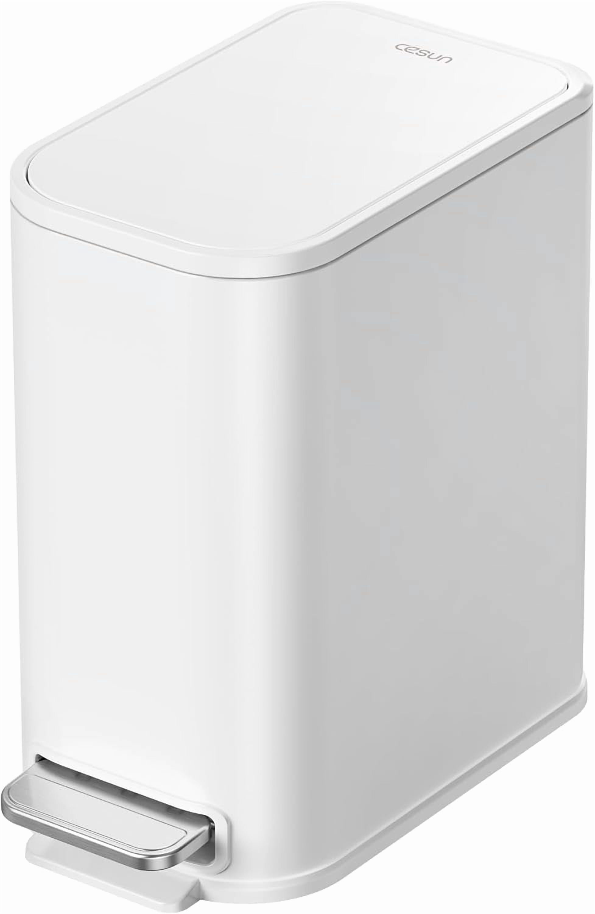 Small Bathroom Trash Can with Lid Soft Close, Step Pedal, 5 Liter / 1.3 ...