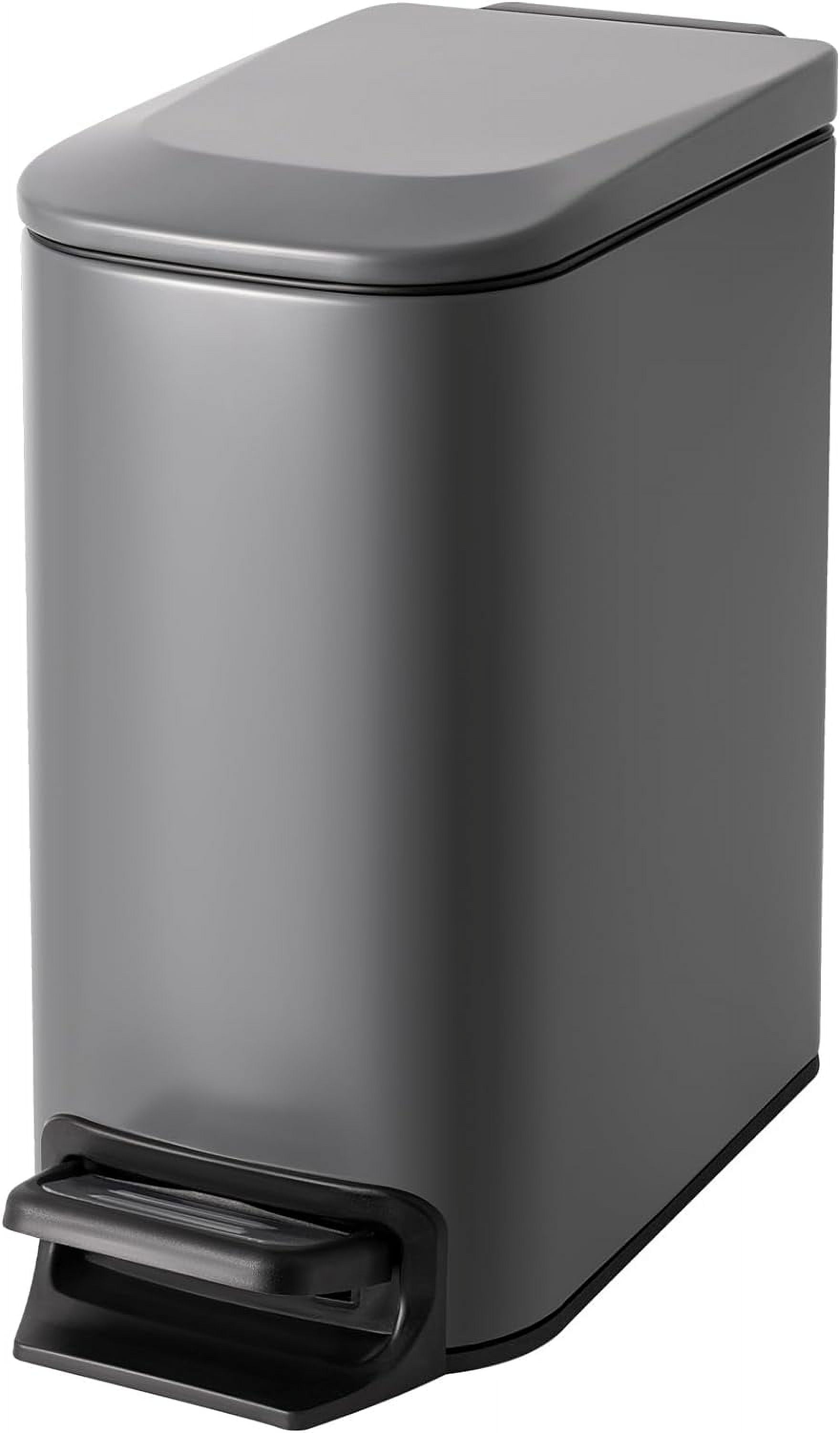 Small Bathroom Trash Can with Lid Soft Close, Step Pedal, 6 Liter / 1.6 ...