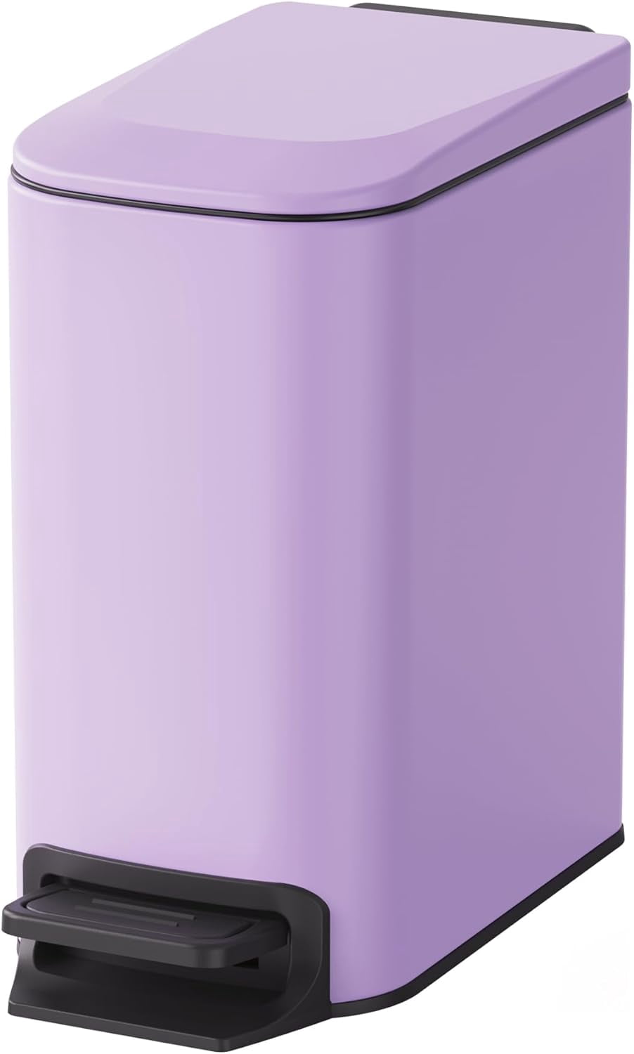 Small Bathroom Trash Can with Lid Soft Close, Step Pedal, 6 Liter / 1.6 ...