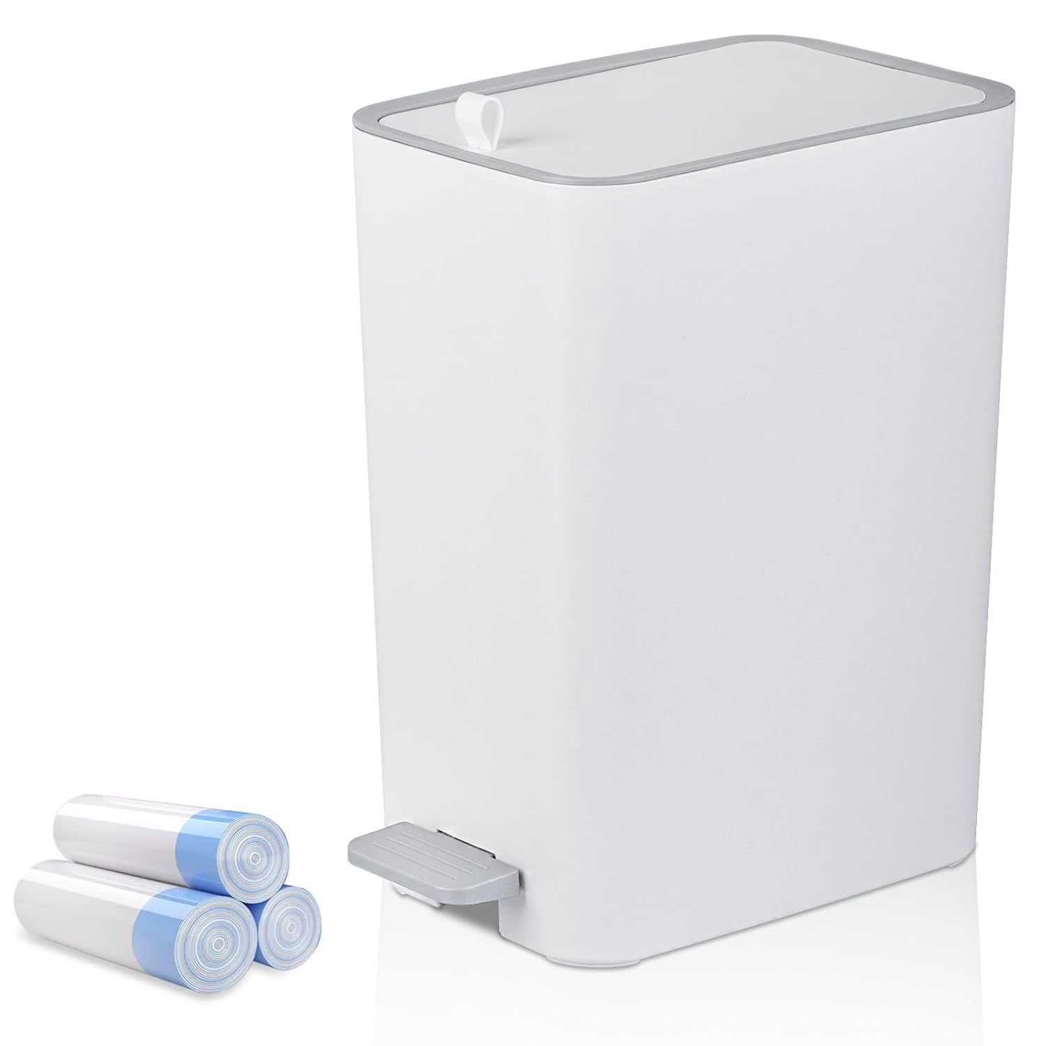 Small Bathroom Trash Can with Lid, 2.1 Gallon Step Garbage Can with ...