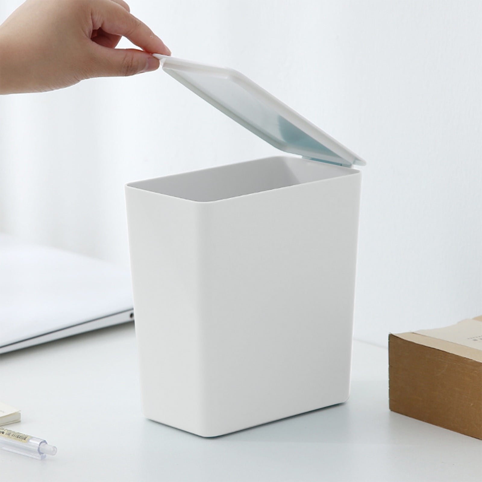 Small Bathroom Trash Can with Lid 5L Plastic Trash Bin, Slim Garbage ...