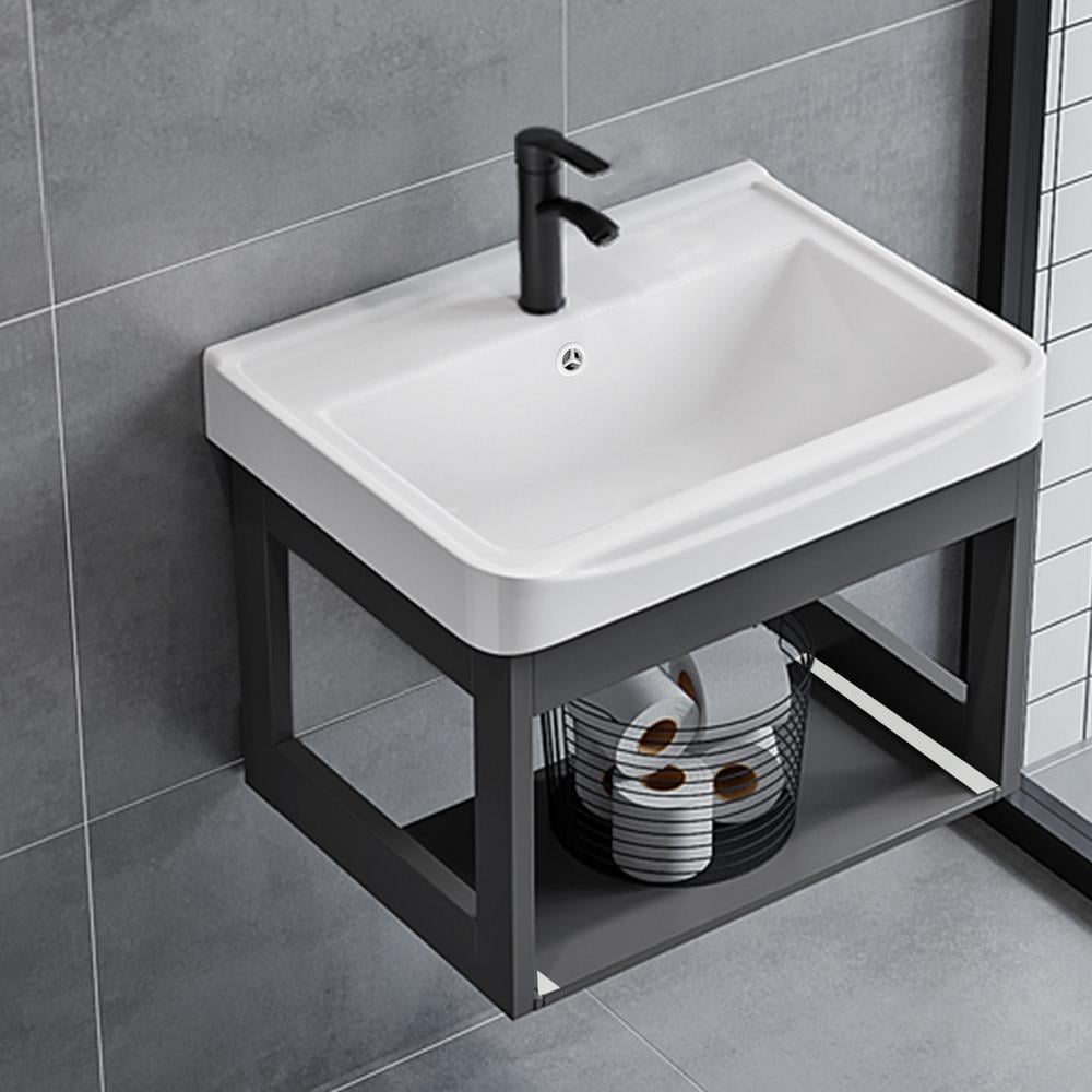 Small Bathroom Vanity with Ceramic Sink, Floating Vanity with Sink ...