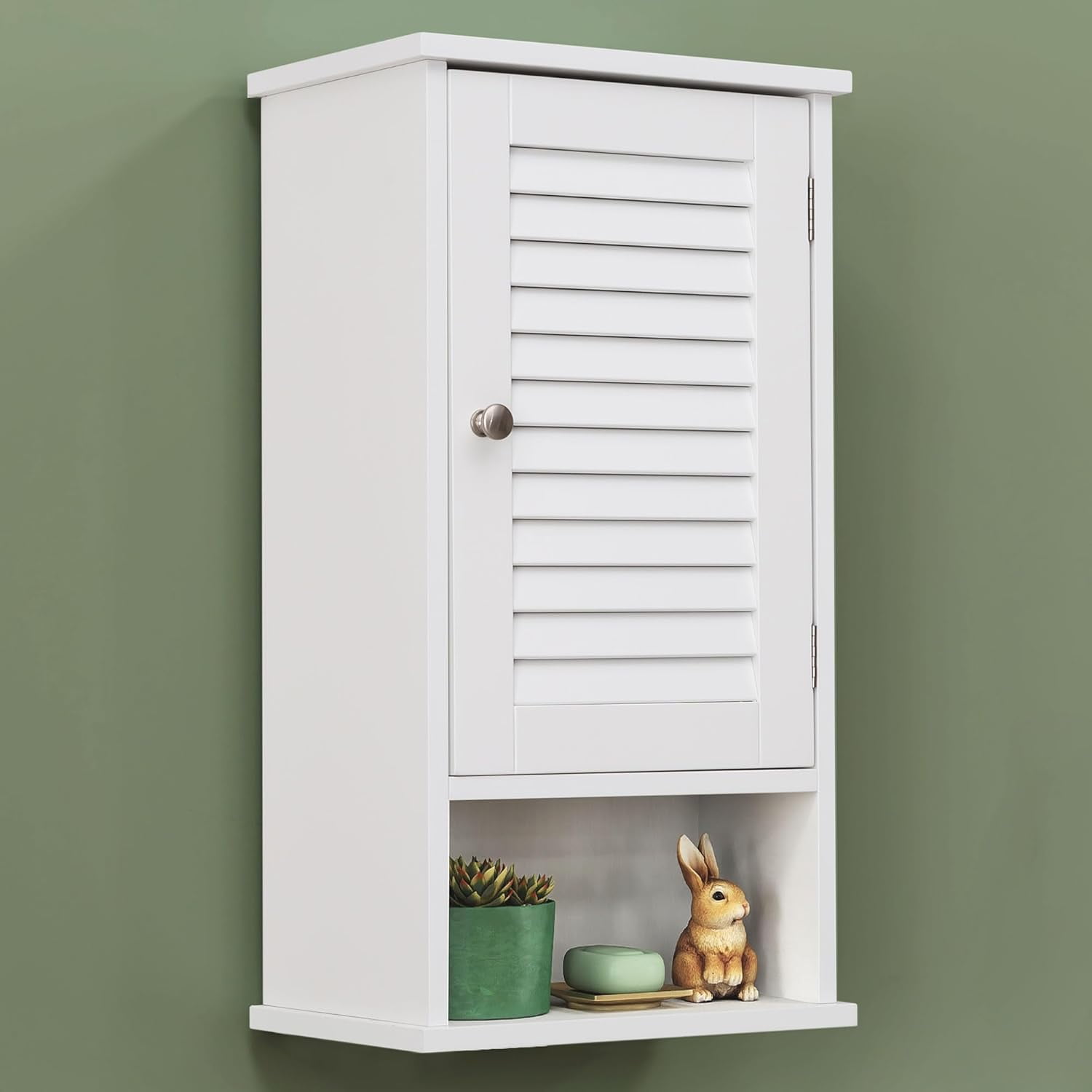 Small Bathroom Wall Cabinet, Slim Single Louvered Door Narrow Over The ...