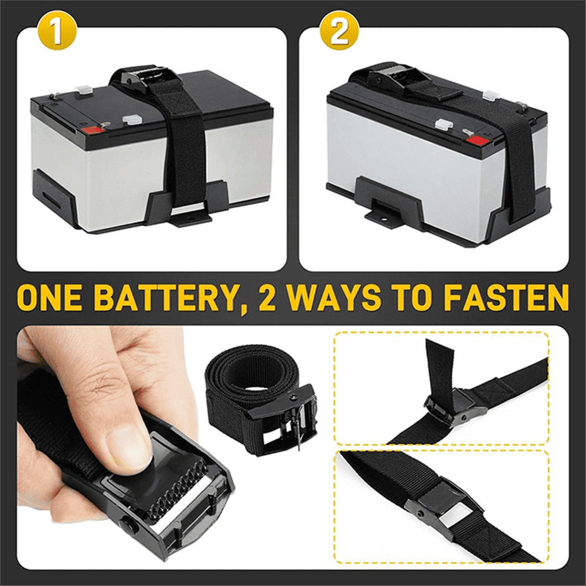 Small Battery Tray Fit 12V-6V / 6AH 7AH 8AH 9AH 12AH 15AH Batteries and More, Adjustable Hold ...
