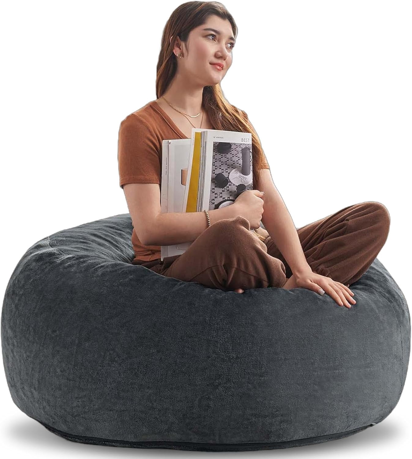 Small Bean Bag Chair,Bean Bag with Filler,3FT,Memory Foam Chair，Ultra ...