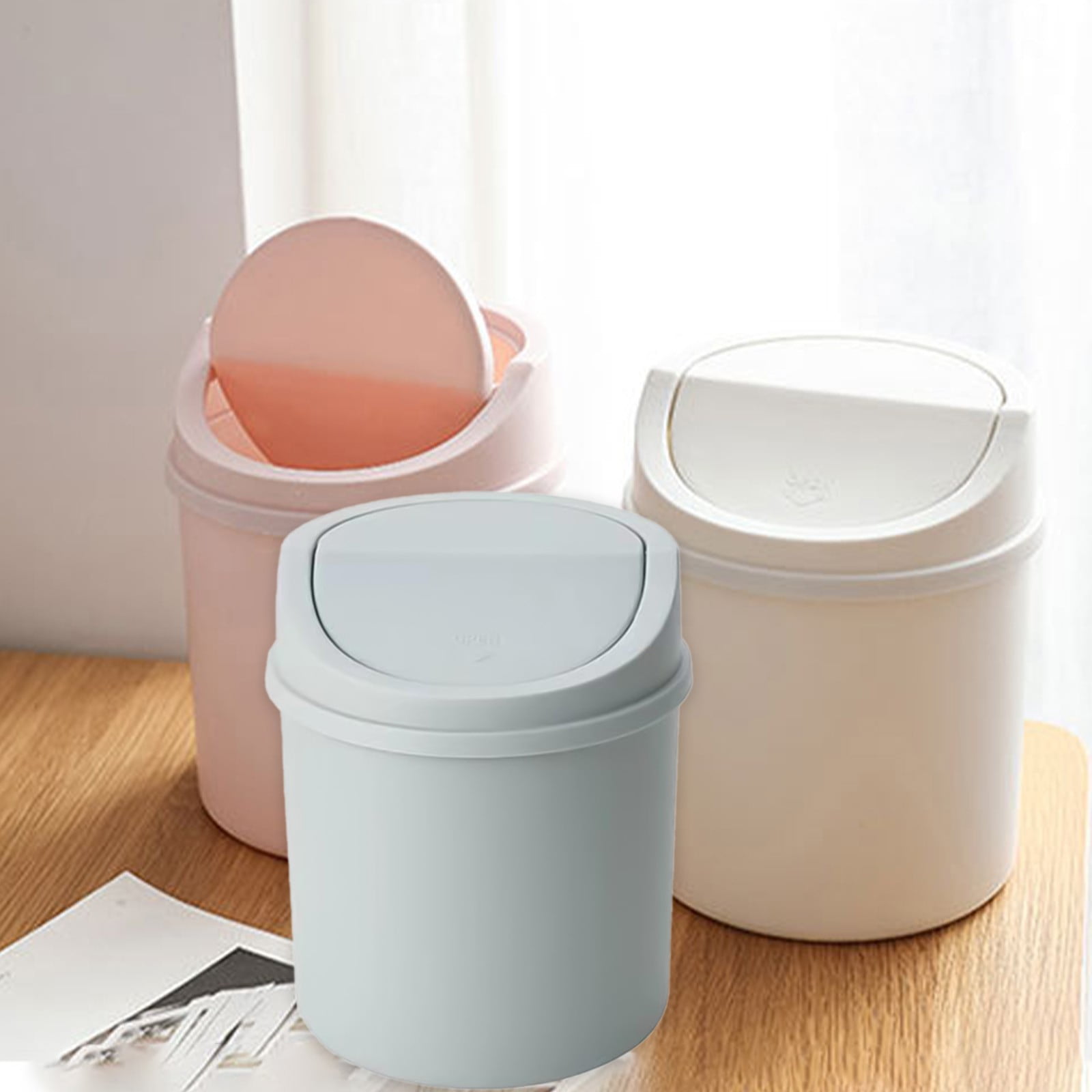 Small Bedroom Trash Can, Cute Plastic Storage Bucket, Flip Lid Design ...