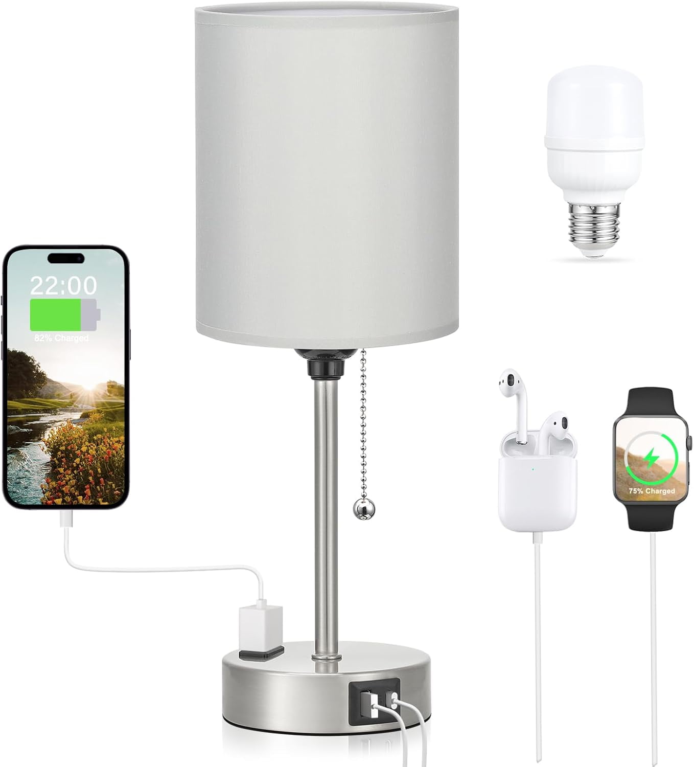 Small Bedside Table Lamp for Bedroom - 3 Color Temperature Bedside Lamp ...