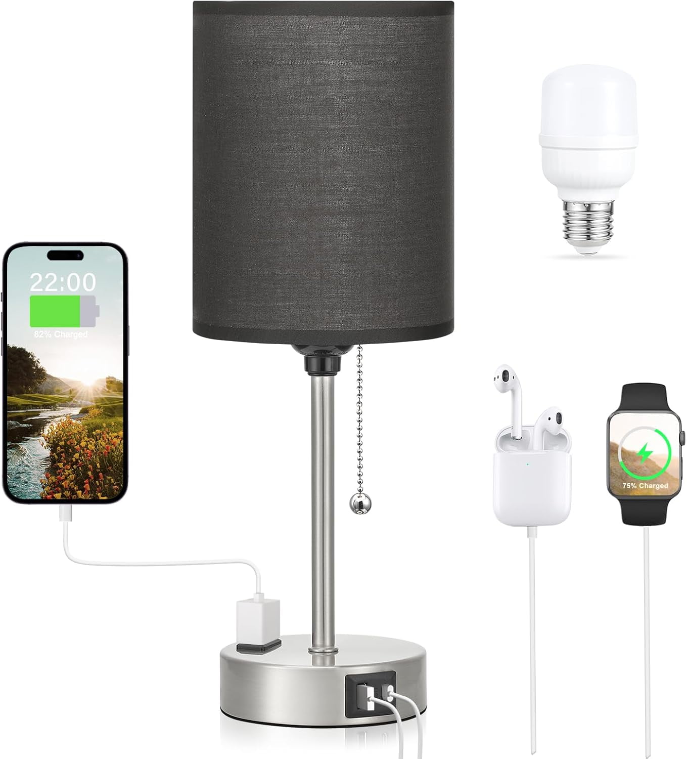 Small Bedside Table Lamp for Bedroom - 3 Color Temperature Bedside Lamp ...