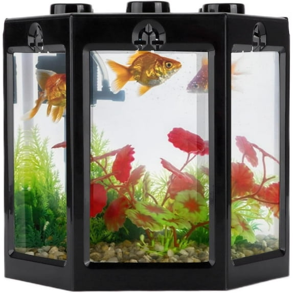 Small Beta Fish Tanks, Stackable Mini Tank Aquarium Starter Kits, No ...