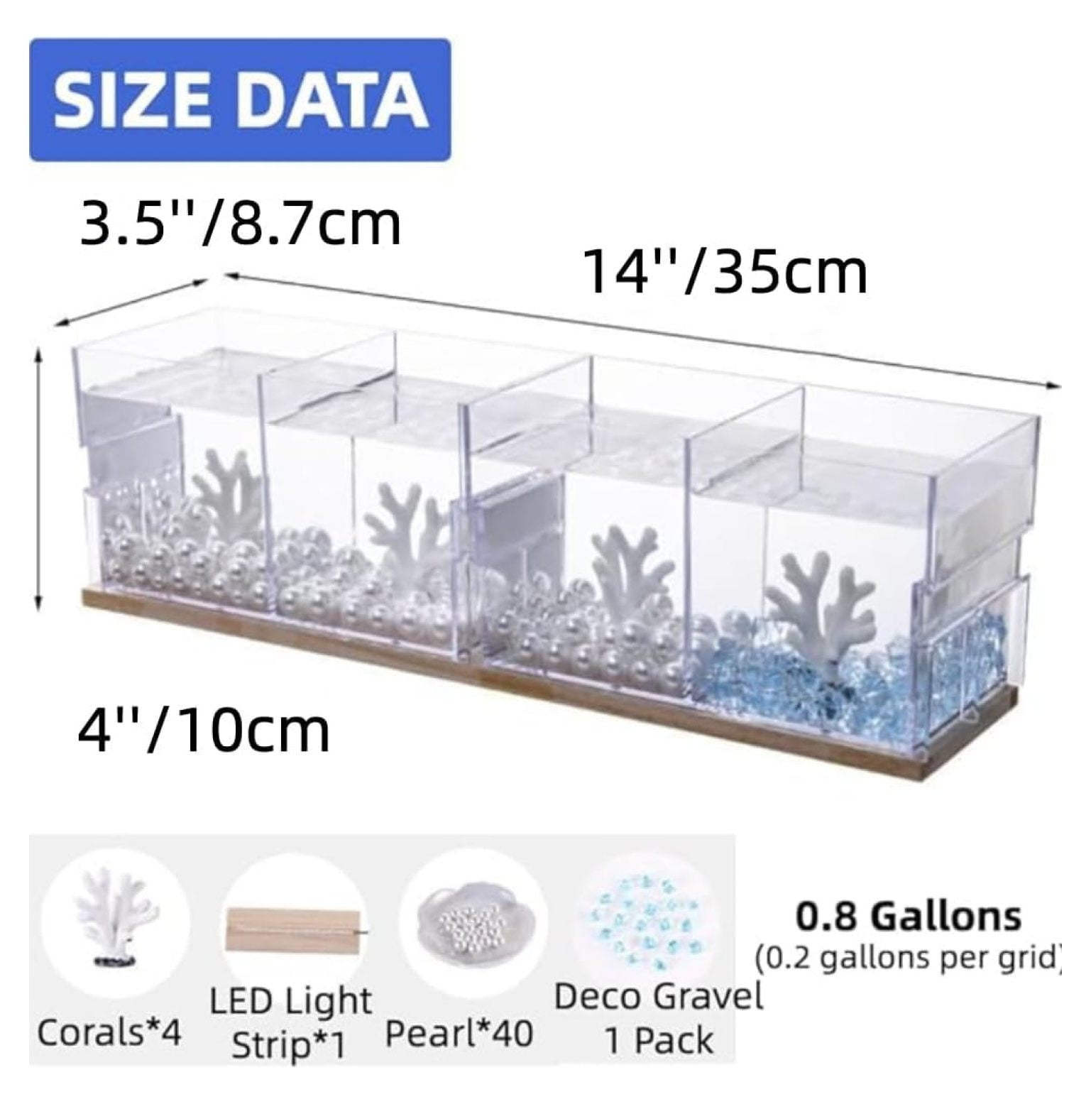 Small Betta Fish Bowl Kit with LED Lighting Stackable Beta Aquarium Set ...