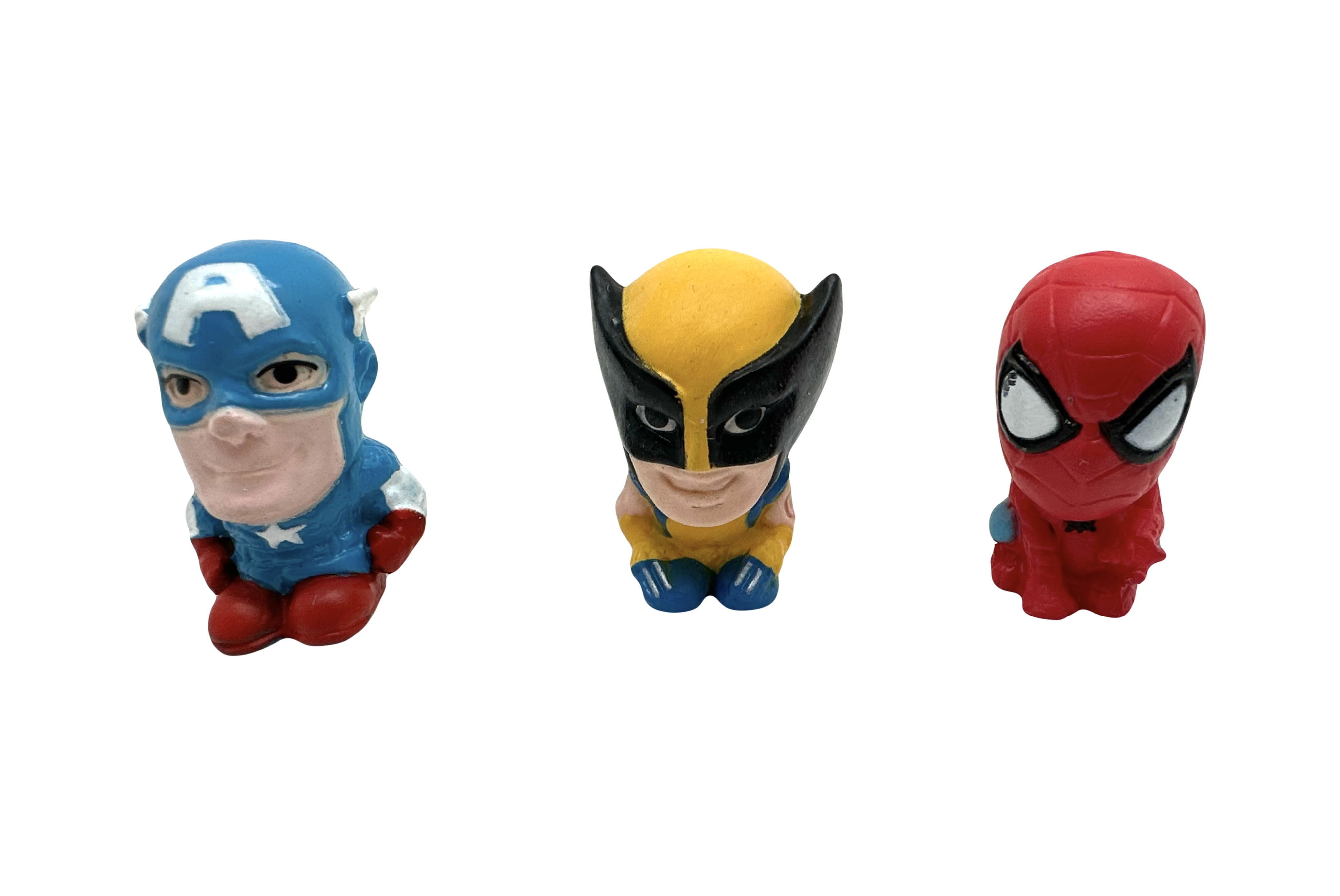 Marvel Heroes 3pk Spiderman Capt America and X-Men Comic Head Erasers ...
